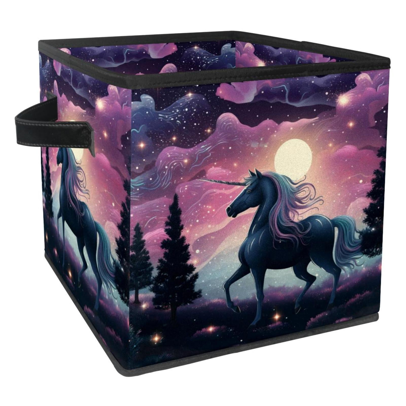 Starry Unicorn Foldable Storage Cubes with Handle, 10.8"x10.5"x10.6 ...