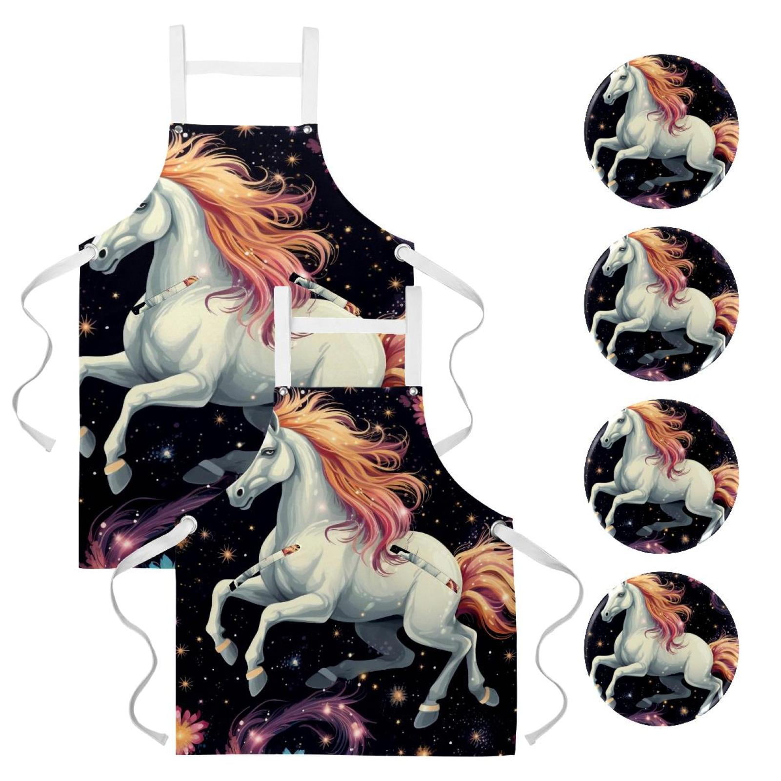 Starry Unicorn Kitchen Apron 2 Pack Waterproof with Pockets and Badge ...