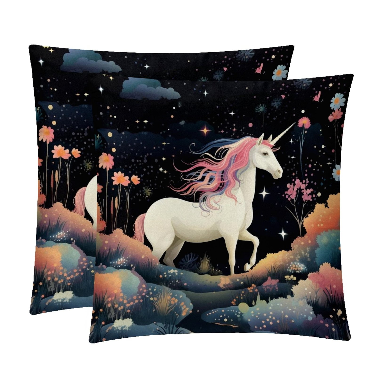 Starry Unicorn Velvet Bed Pillow Throw Pillow Inserts Throw Pillows ...