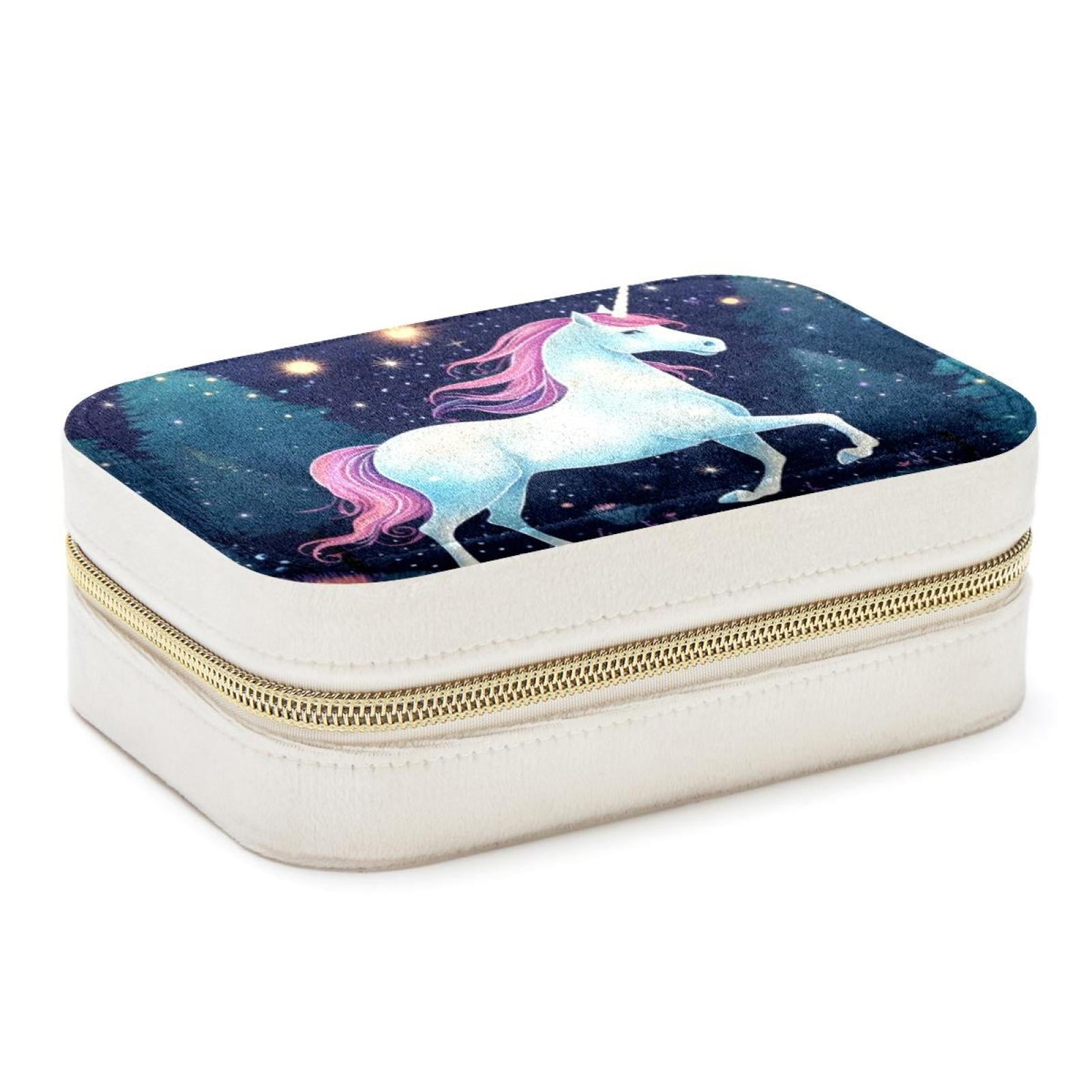 Starry Unicorn Velvet Portable Jewelry Box with Removable Compartment ...