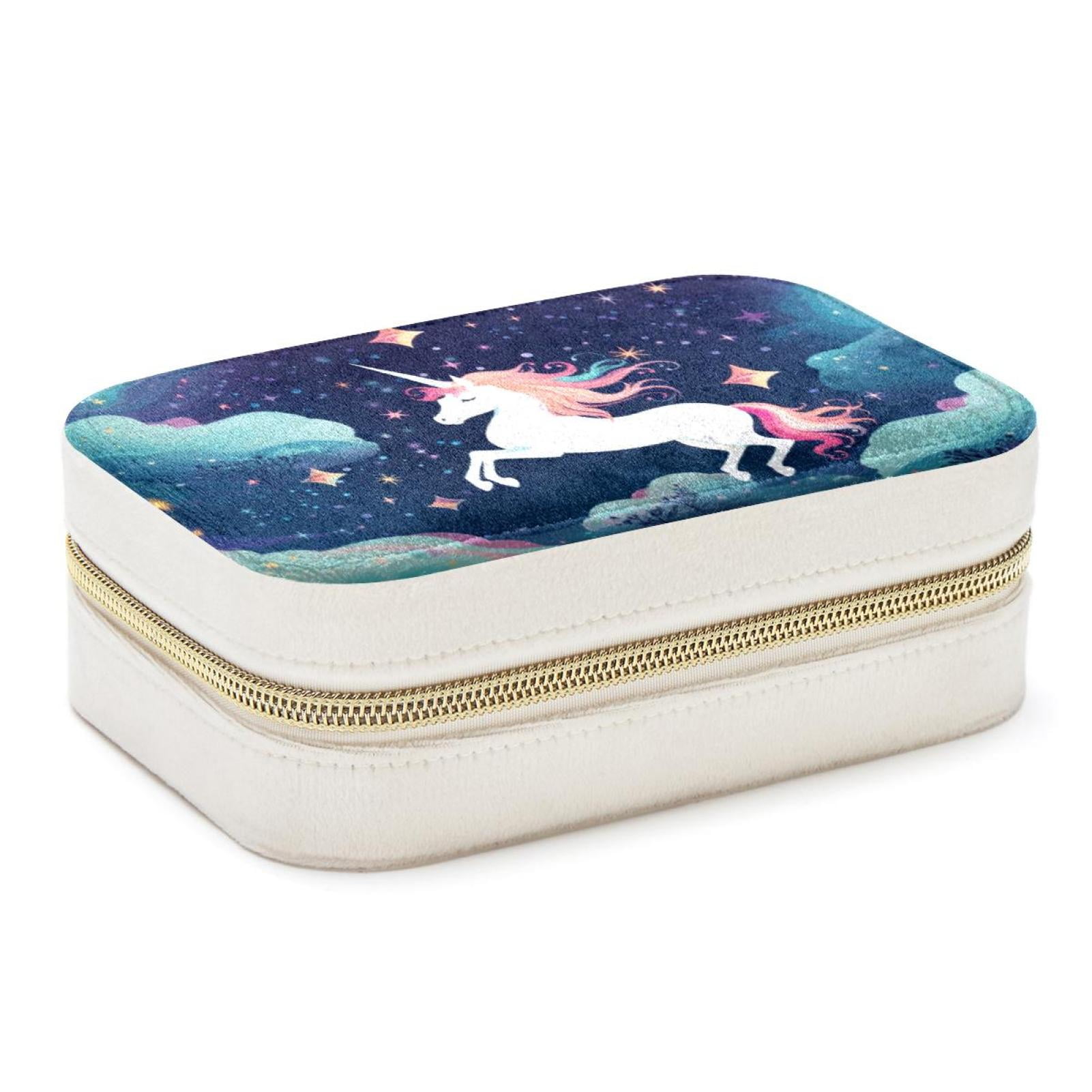 Starry Unicorn Velvet Portable Travel Organizer Box with Removable ...