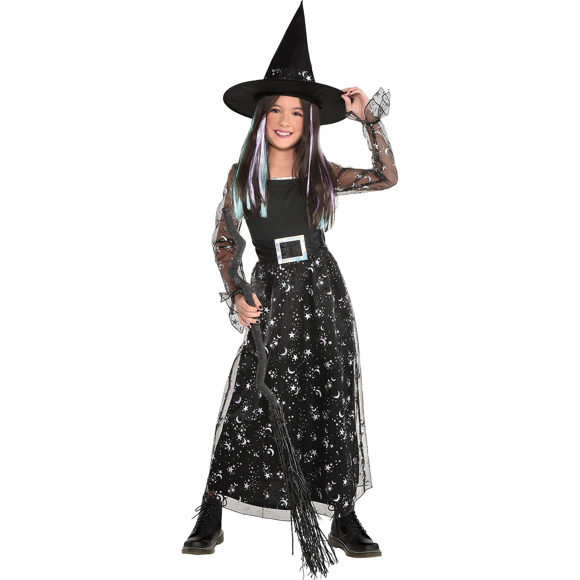 Amscan Starry Witch Costume Dress Set, Medium (8-10), 2 Pcs, Halloween ...