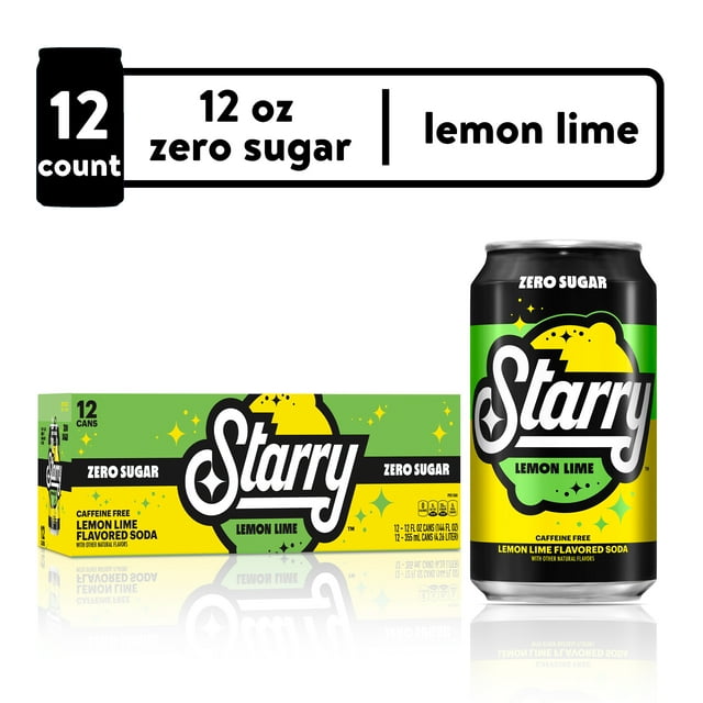 Starry Zero Sugar Lemon Lime Soda Pop, 12 fl oz, 12 Pack Cans - Walmart.com