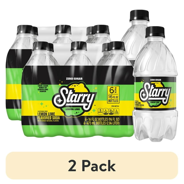 (2 pack) Starry Zero Sugar Lemon Lime Soda Pop, 16 fl oz, 6 Pack Cans - Walmart.com