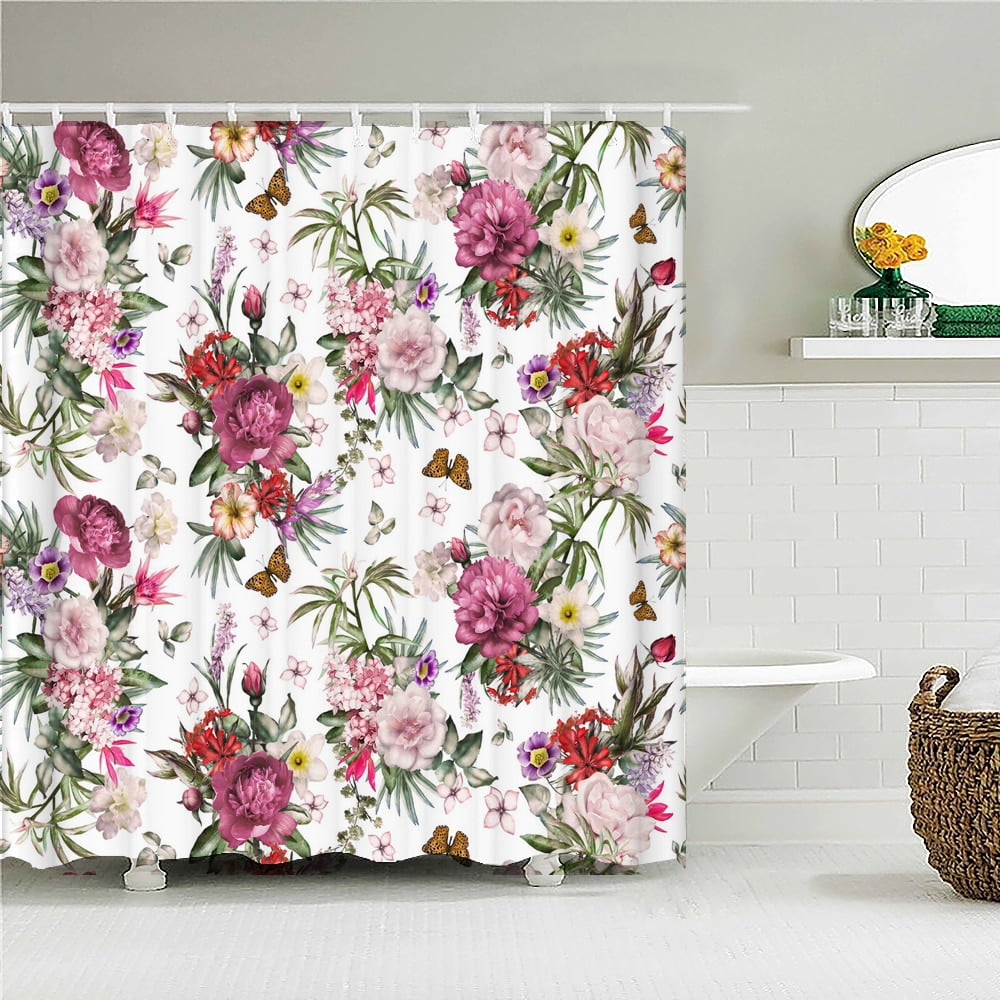 Starry Sky Flower Leaves 3d Printing Shower Curtain With Psychedelic