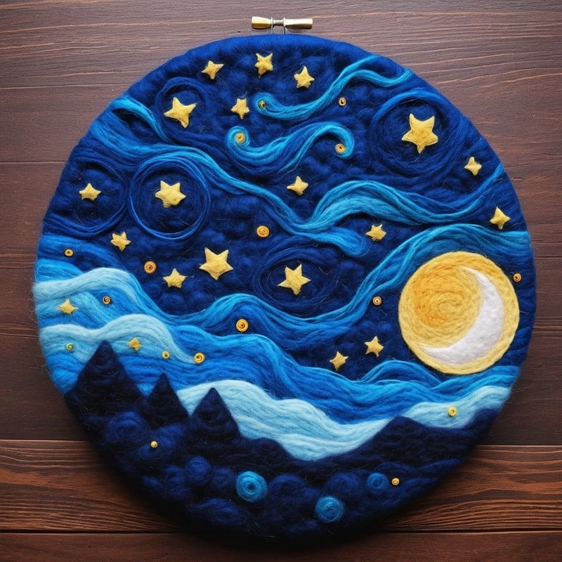 Starry sky Needle Felting Set, Beginner Felt Painting Set, With Wool ...