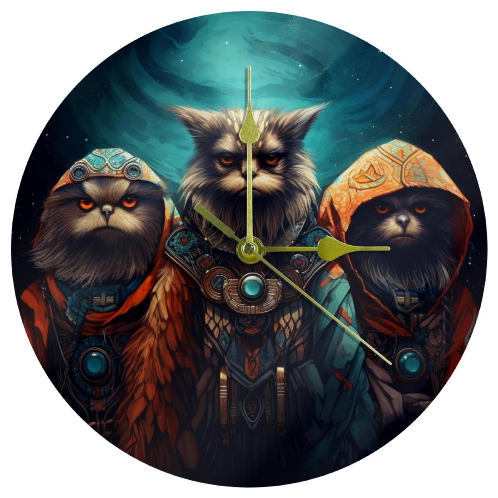 Starry sky animals 9.8 Inches Round Acrylic Wall Clock, Silent Non ...