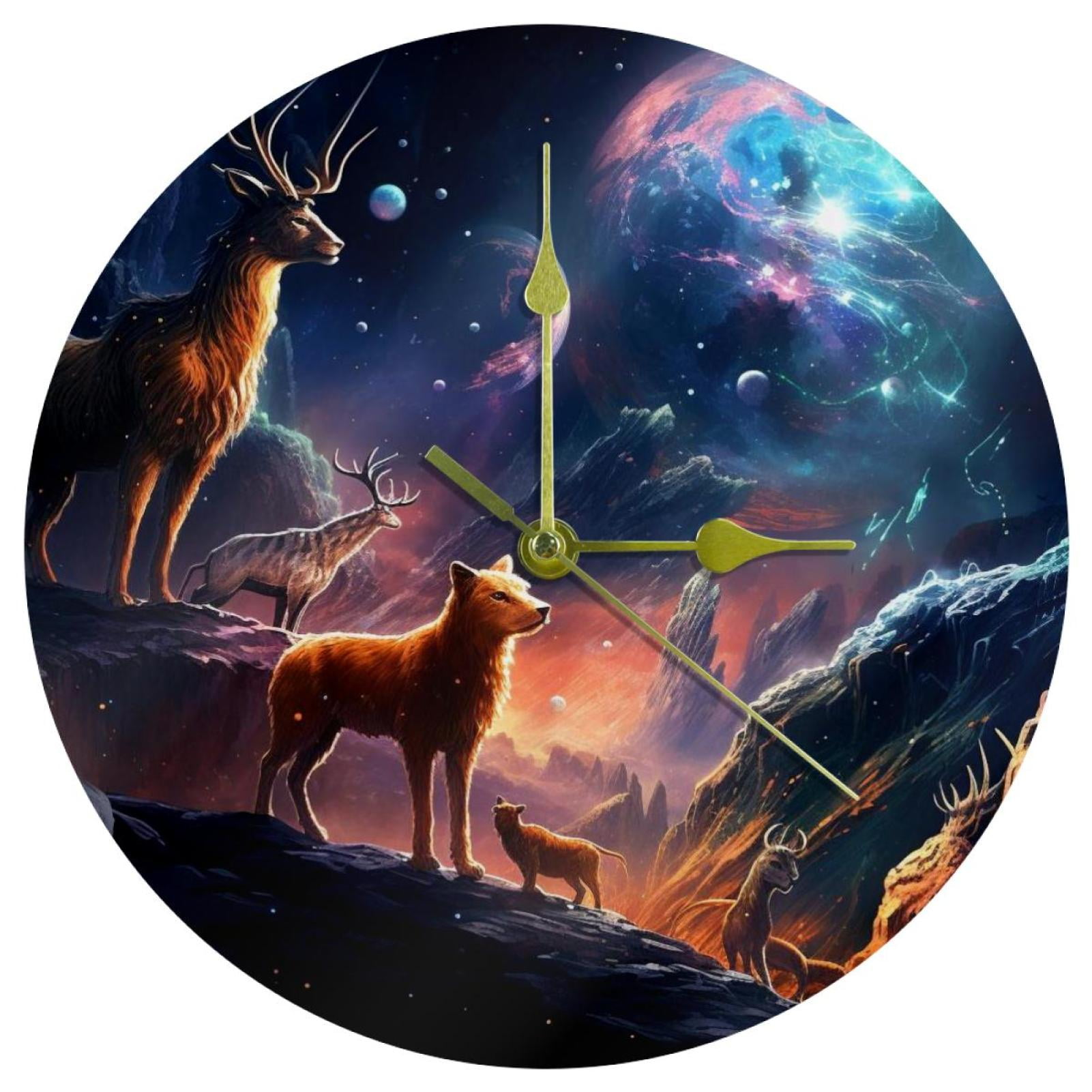 Starry sky animals Circular Acrylic Wall Clock - Elegant Timepiece for ...