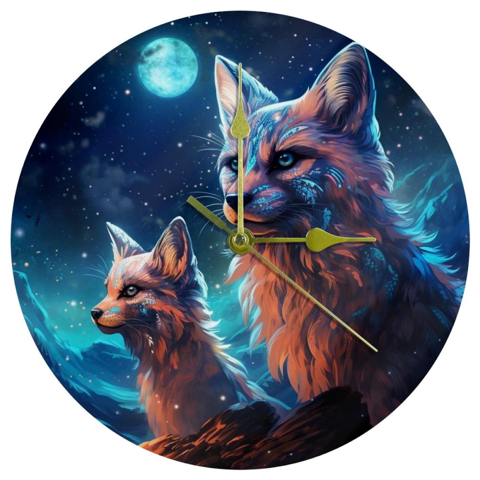 Starry sky animals Modern Round Acrylic Wall Clock, 9.8 Inches, Silent ...