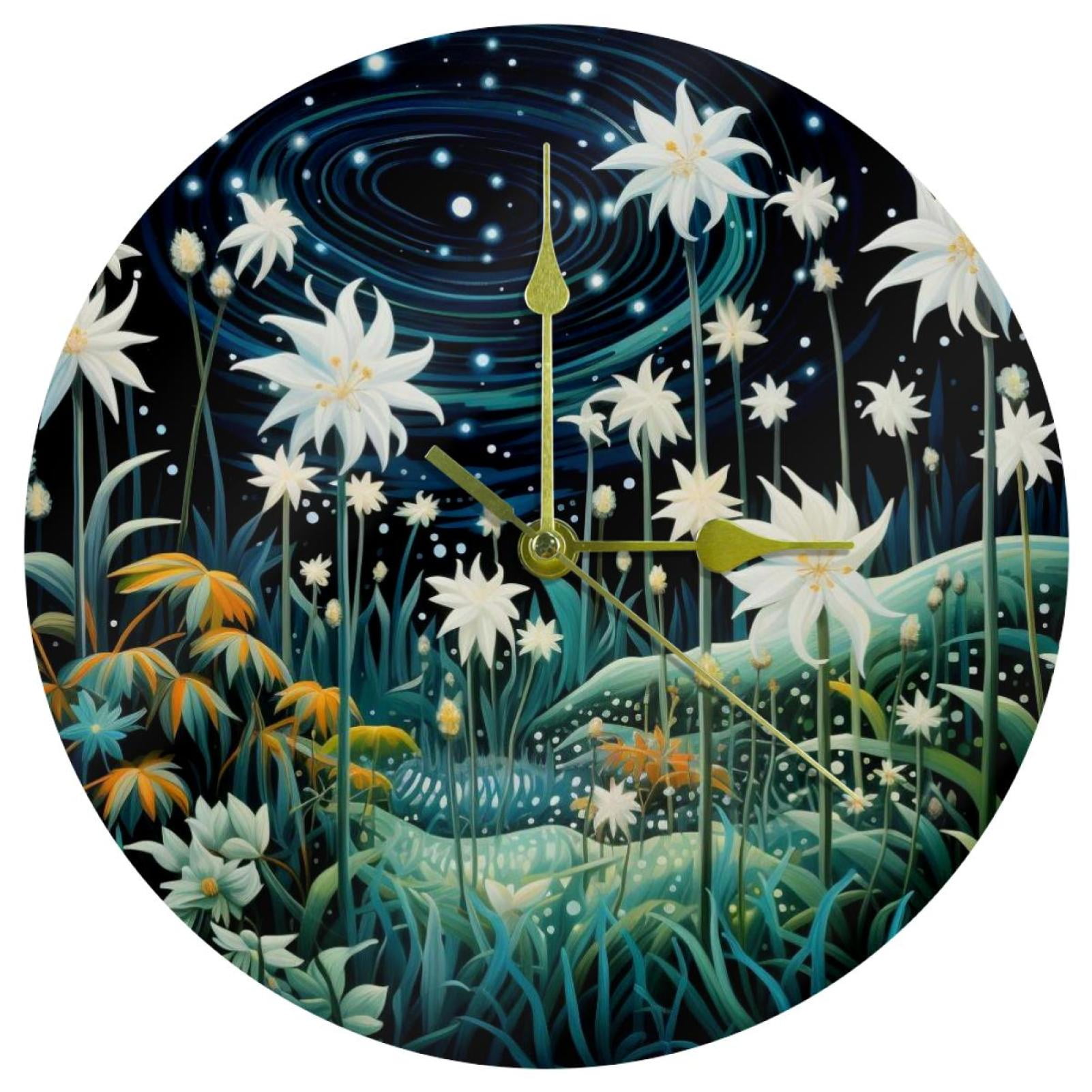 Starry sky plants Circular Acrylic Wall Clock - Elegant Decorative ...