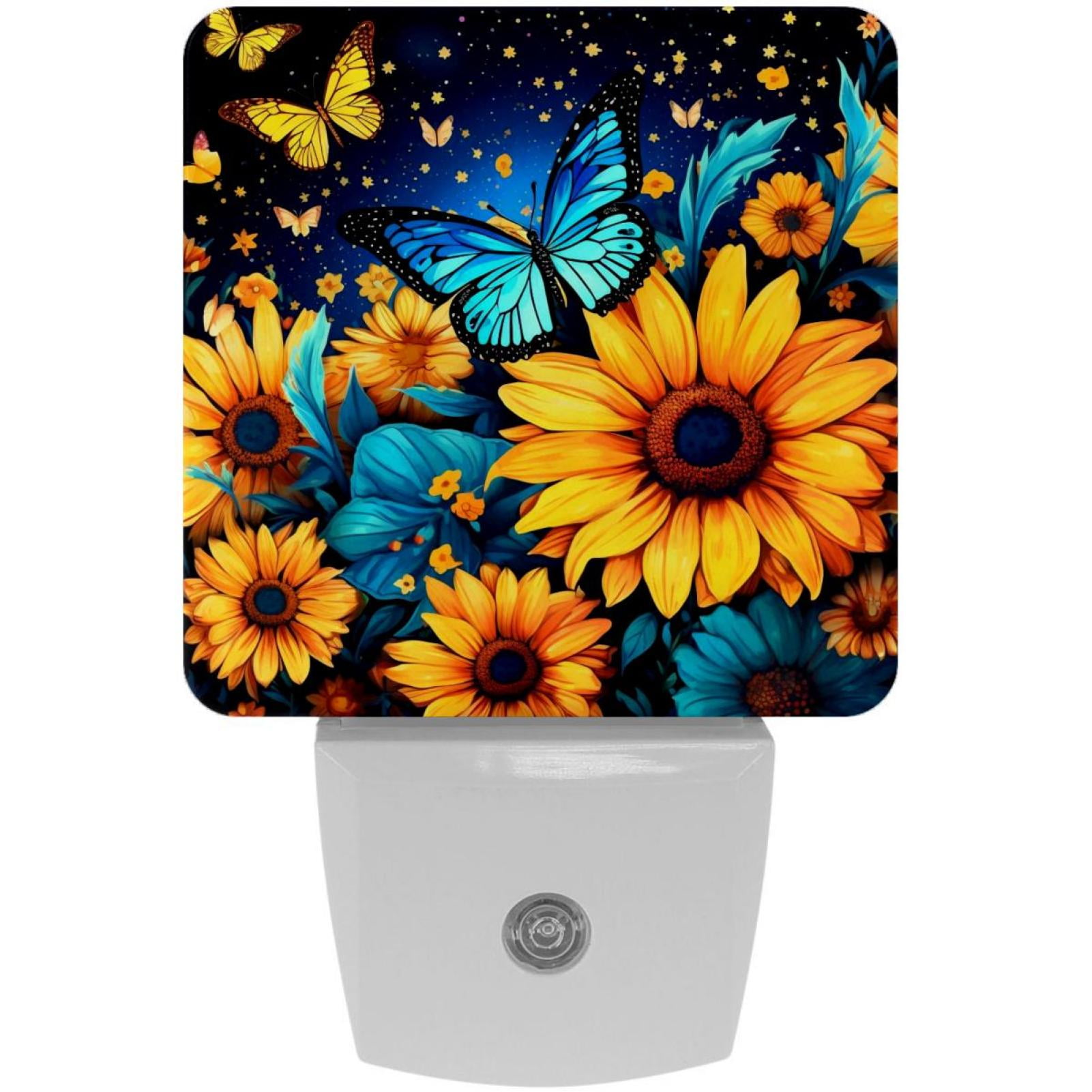 Starry sky sunflower butterfly LED Square Night Lights - Energy ...
