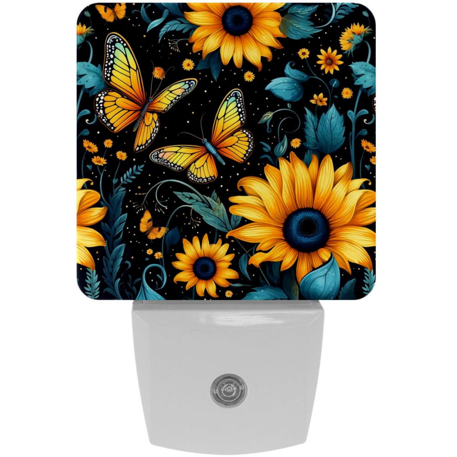 Starry sky sunflower butterfly LED Square Night Lights - Small and ...