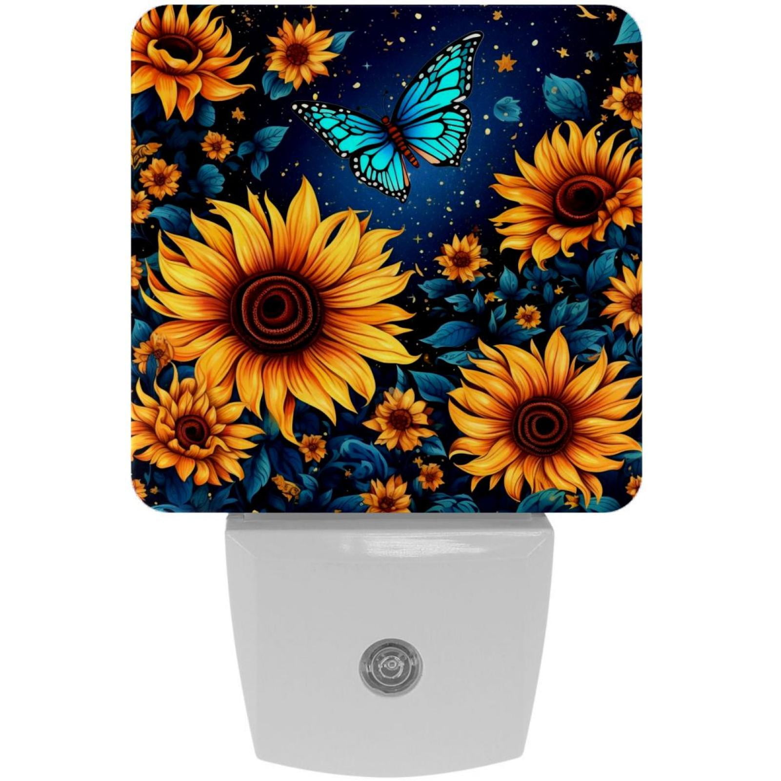 Starry sky sunflower butterfly LED Square Night Lights - Stylish and ...