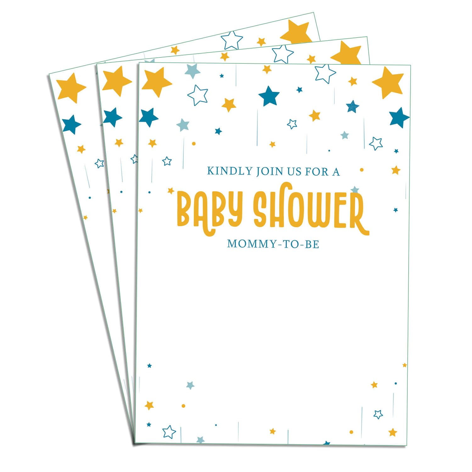 Stars 100 Sets Baby Shower Invitation Cards Cute Blank Invites for ...