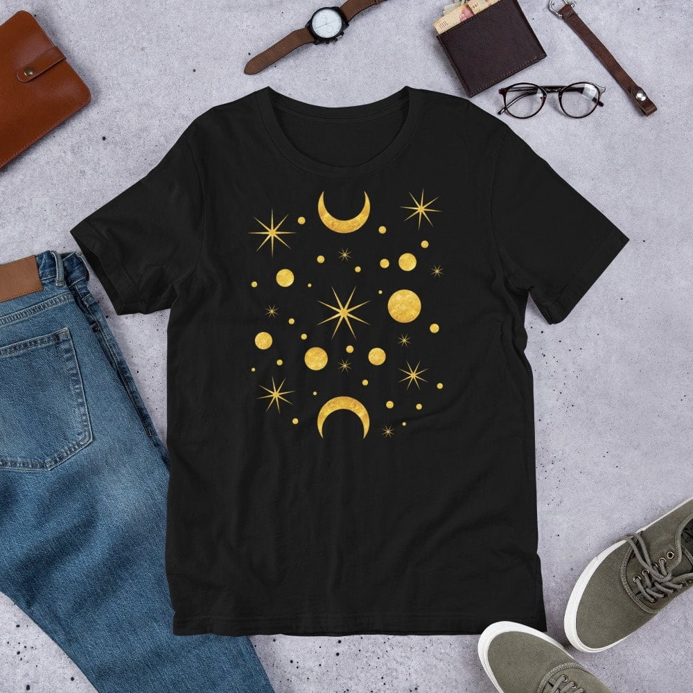 Stars And Moon Space Art Print Folk Art Birthday Gifts Quirky Whimsical ...