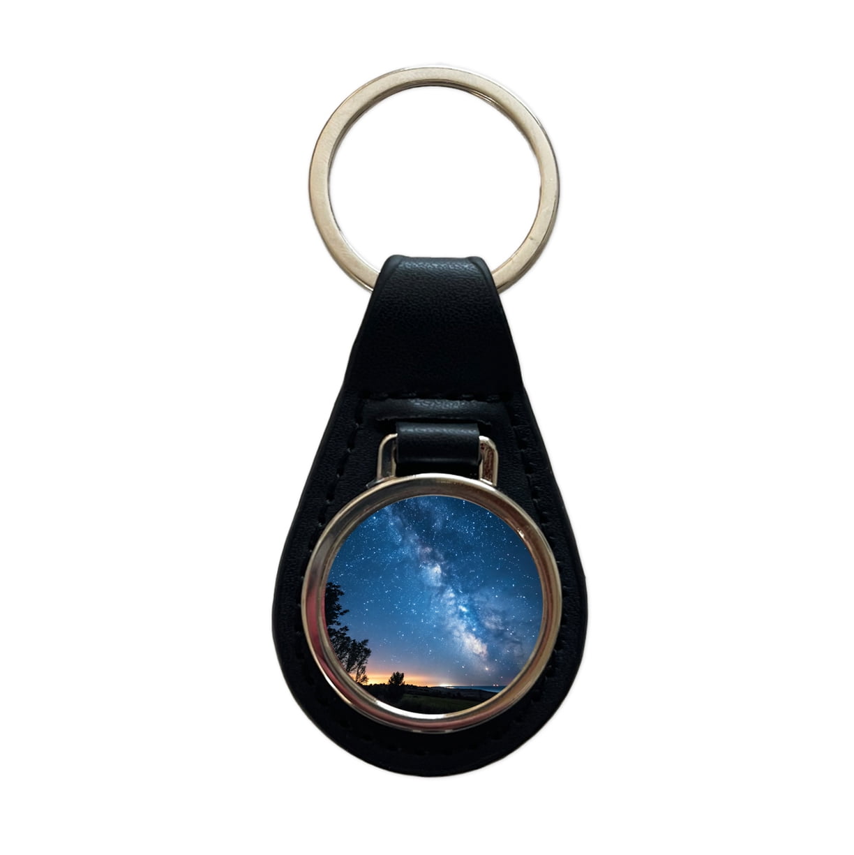 Stars At Night Sky Metal Black Leather Keychain - Walmart.com