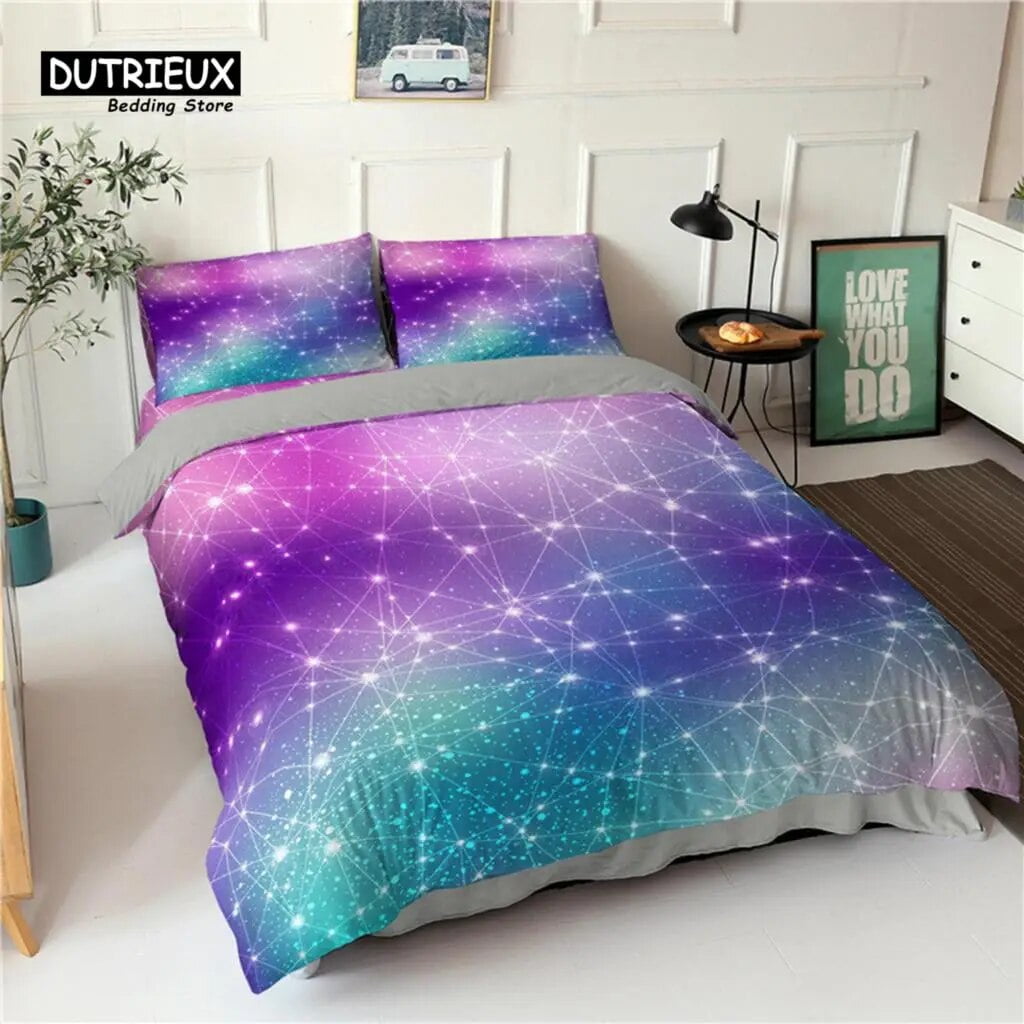 Stars Bedding Set Round Dots Starry Sky Print Duvet Cover Microfiber ...
