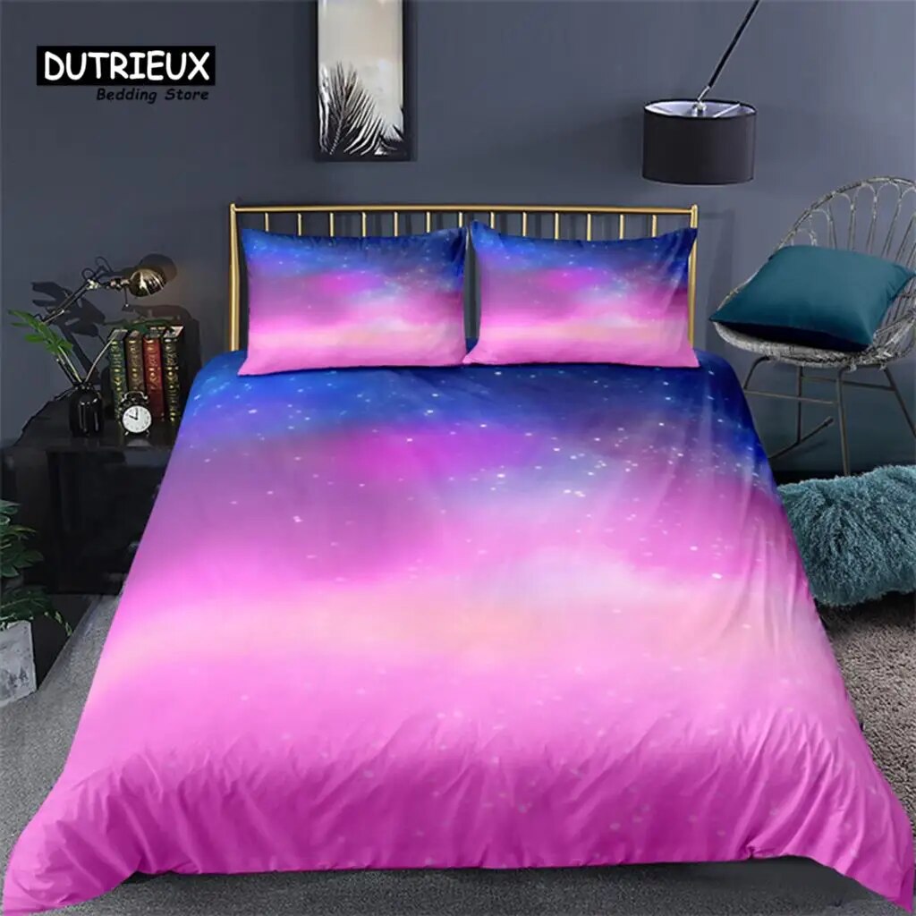 Stars Bedding Set Round Dots Starry Sky Print Duvet Cover Microfiber ...