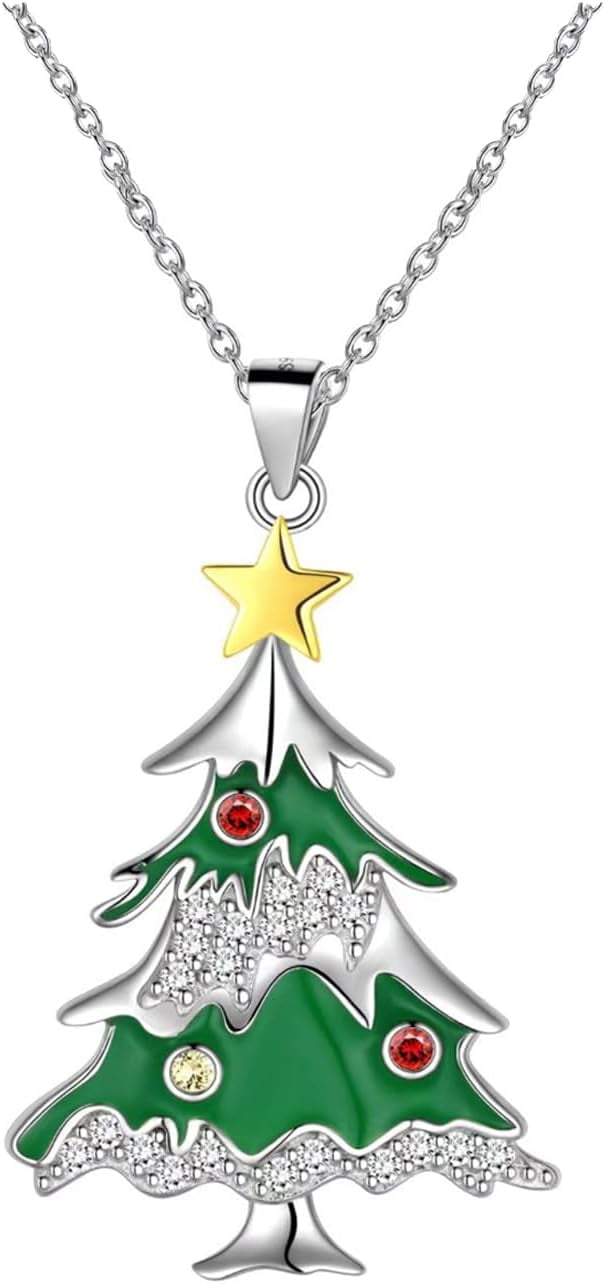 Stars Christmas Tree Pendant Necklace for Women Sweet Christmas Bell ...