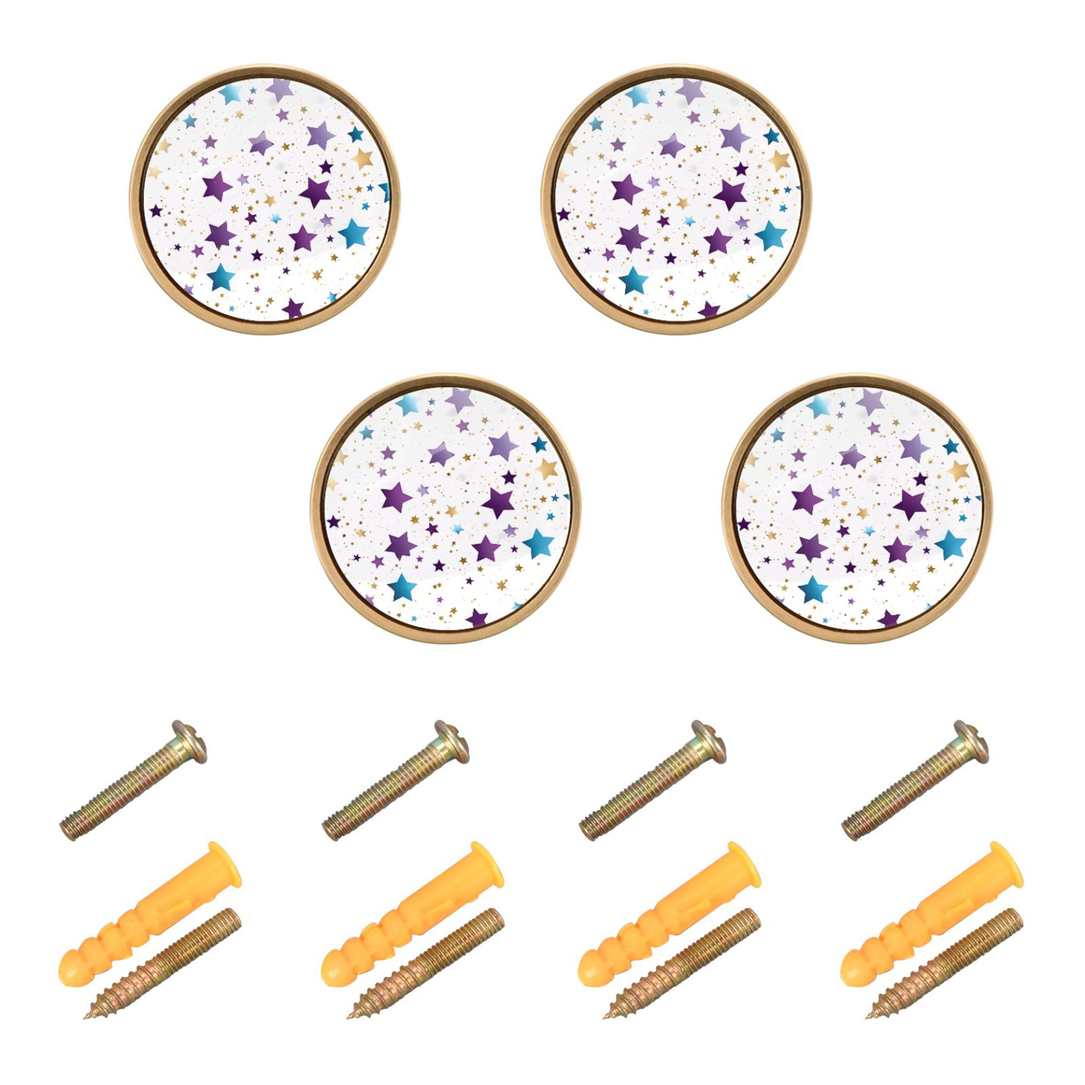 Stars Colorful Cabinet Knobs Kitchen Drawers Knobs Door Round Pulls ...
