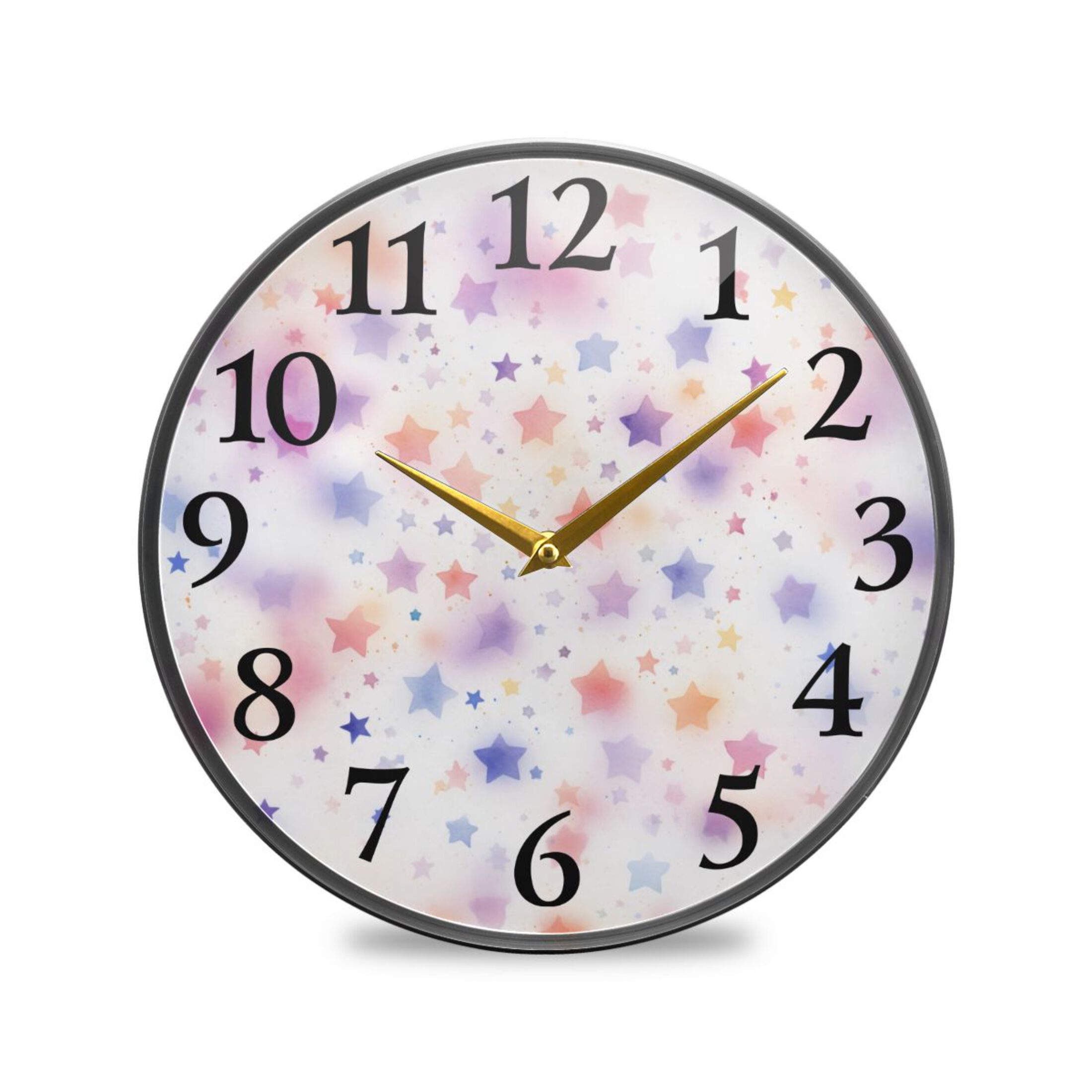 Stars Colorful Wall Clocks Battery Operated 11.9 Inch Round Clock ...