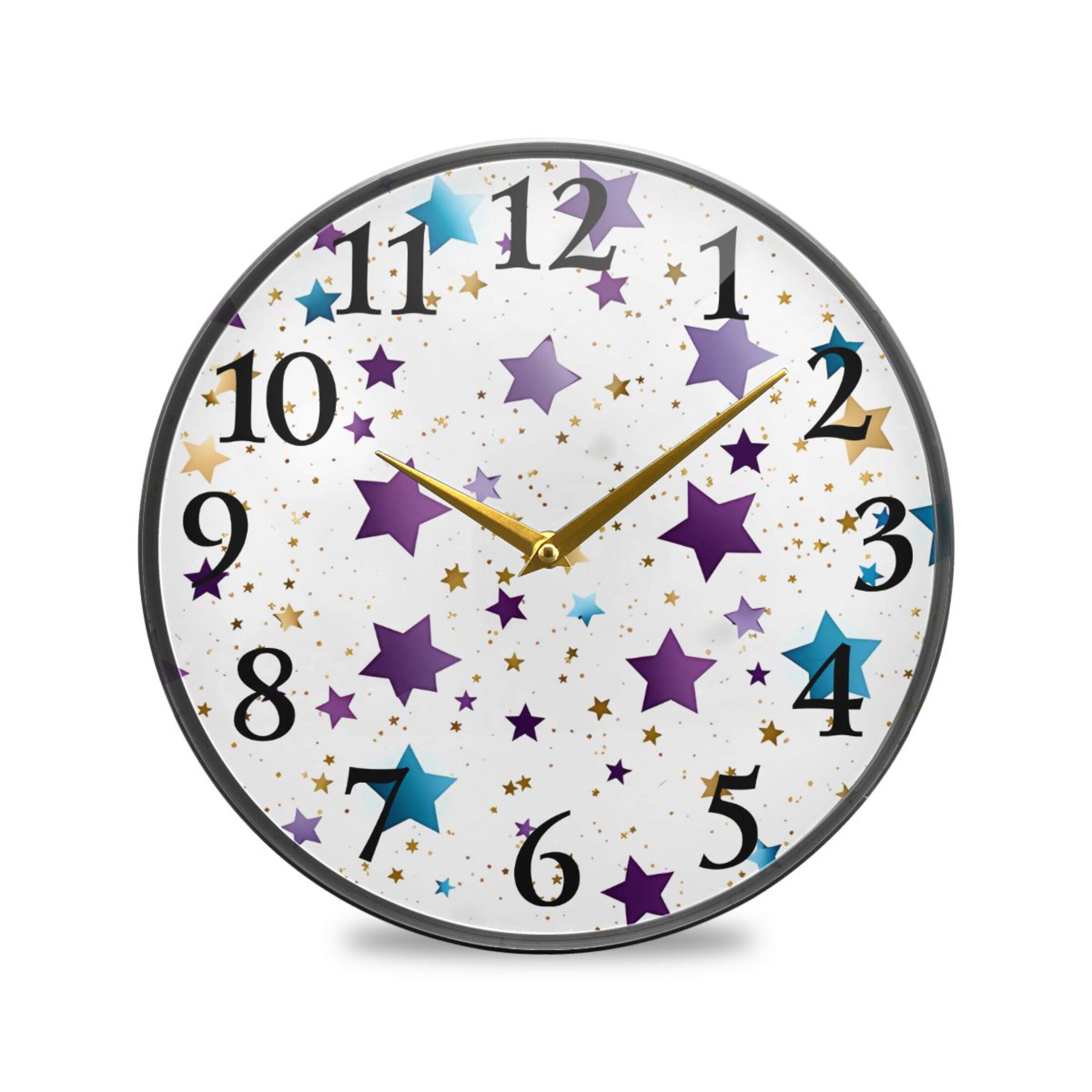 Stars Colorful Wall Clocks Battery Operated 11.9 Inch Round Clock ...