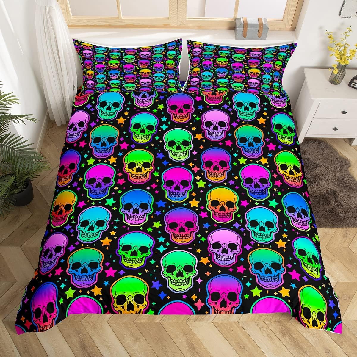 Stars Comforter Cover for Girls Boys Trippy Galaxy Bed Set, Sparkle ...