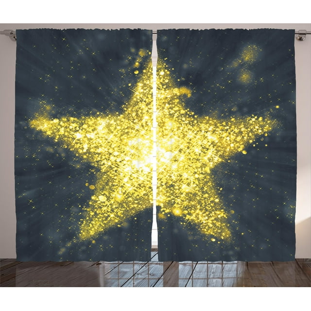 Stars Curtains 2 Panels Set, Big Star Figure in the Sky Universe Themed ...