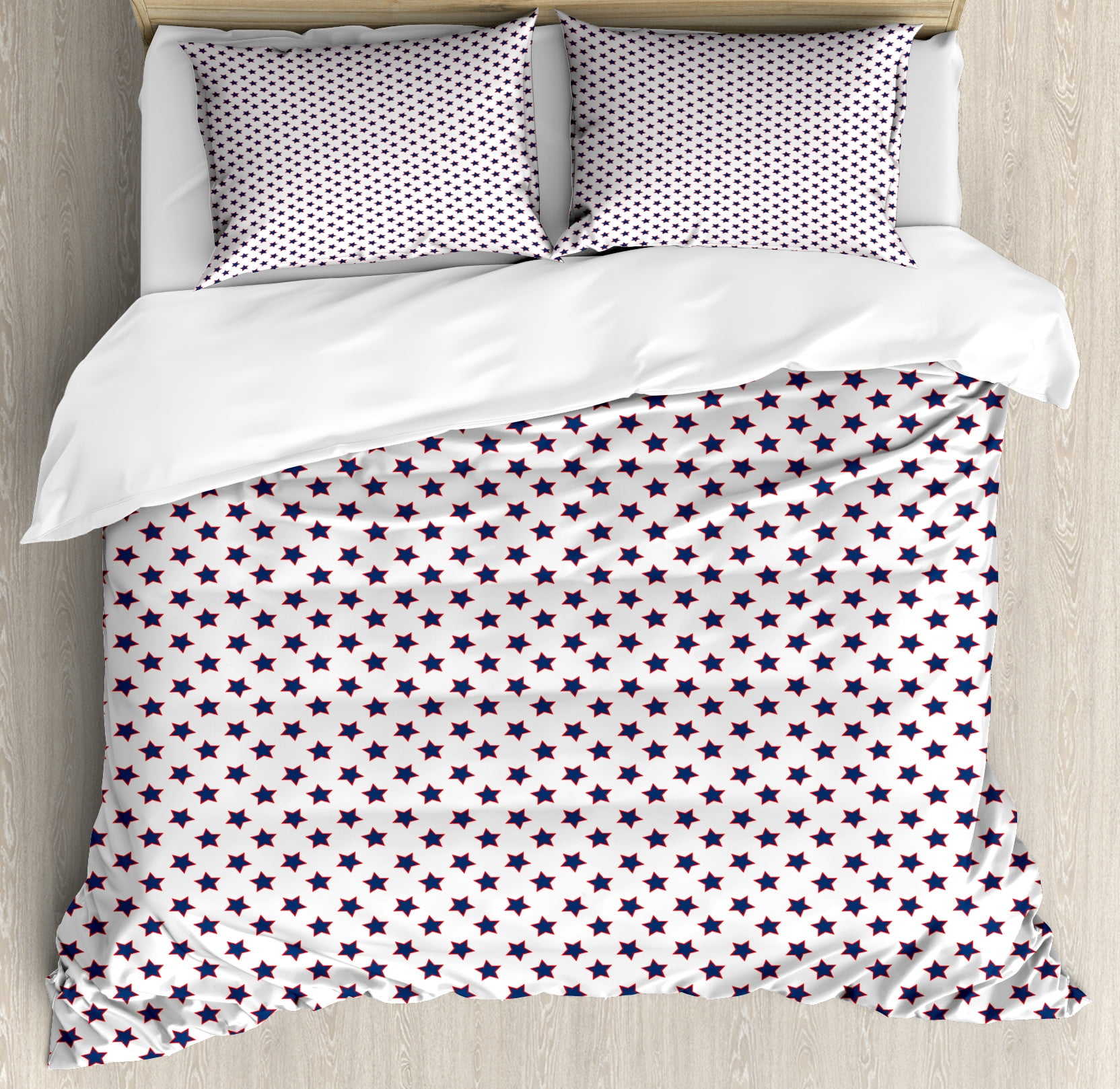 Stars Duvet Cover Set, Continuous Pattern with Simplistic Rhythmic on ...