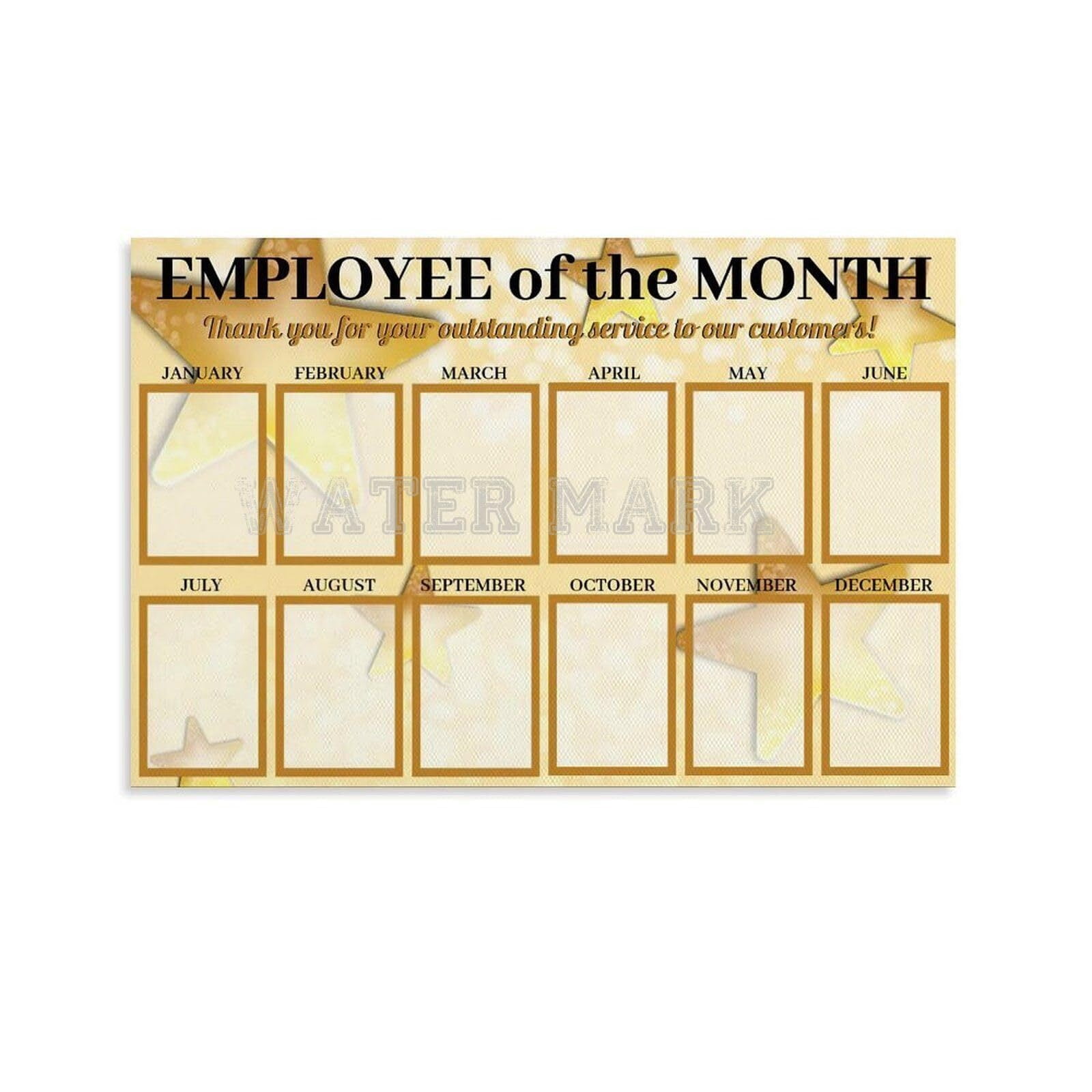 Stars Employee of The Month Display Poster Office Wall Art (2) Canvas ...