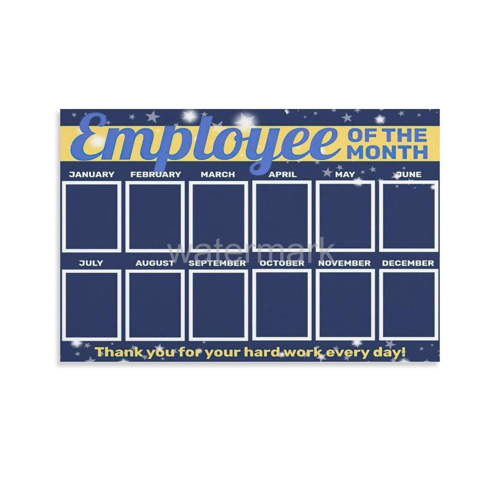 Stars Employee of The Month Display Poster Office Wall Art Canvas ...
