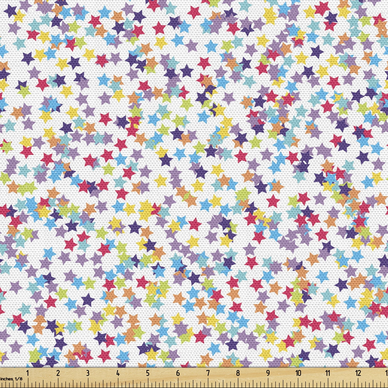Ambesonne Stars Fabric by the Yard Upholstery, Colorful Star Pattern, 1 ...