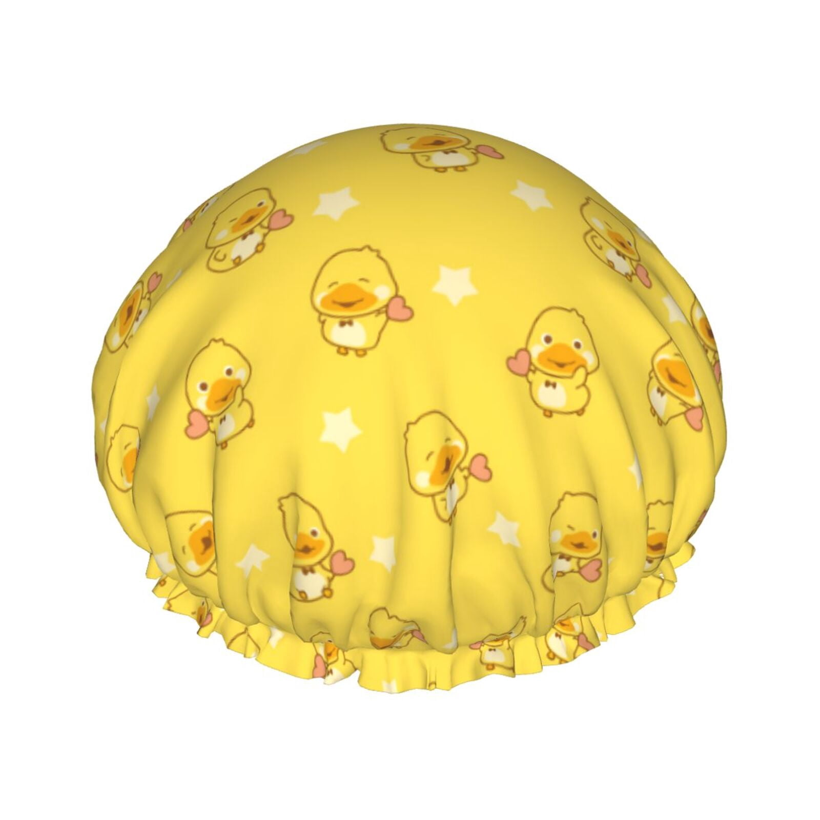 Stars Funny Cute Duck Shower Cap for Women, Double Waterproof Layers ...