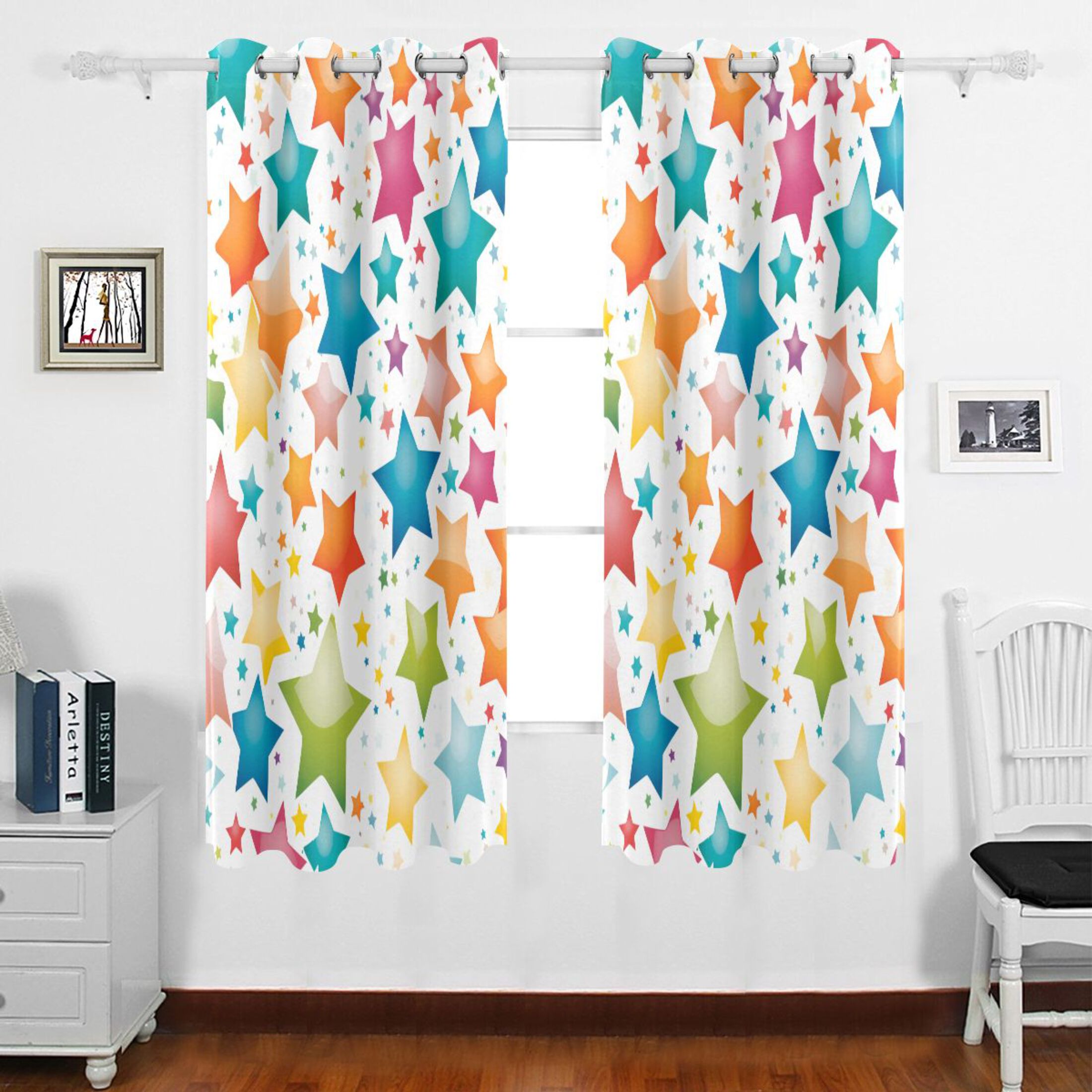 Stars Grommet Blackout Curtains Thermal Insulated Window Curtain Sets ...