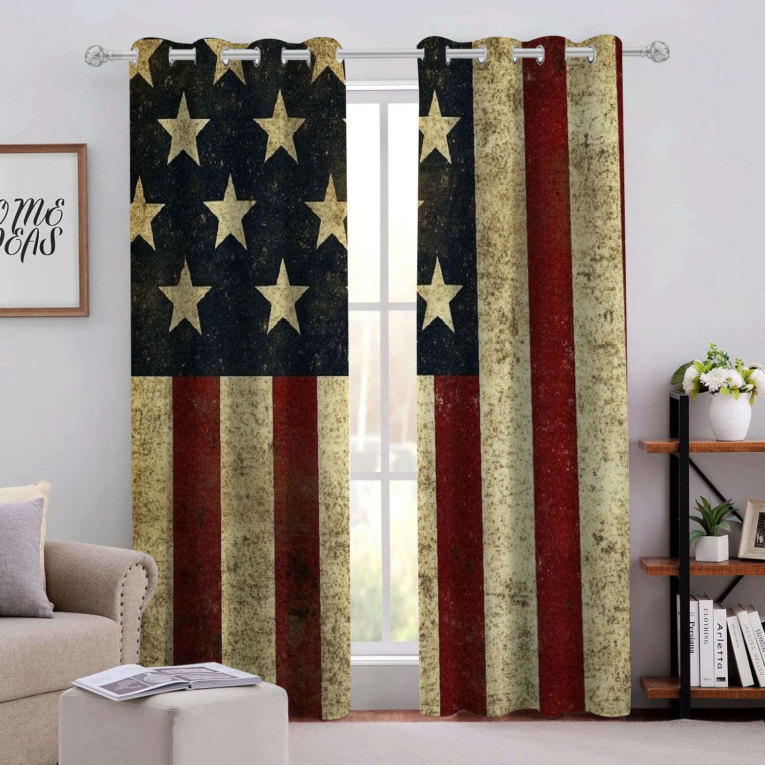 Stars Grungy Background Perforated Blackout Curtains 2-Pack - Light ...