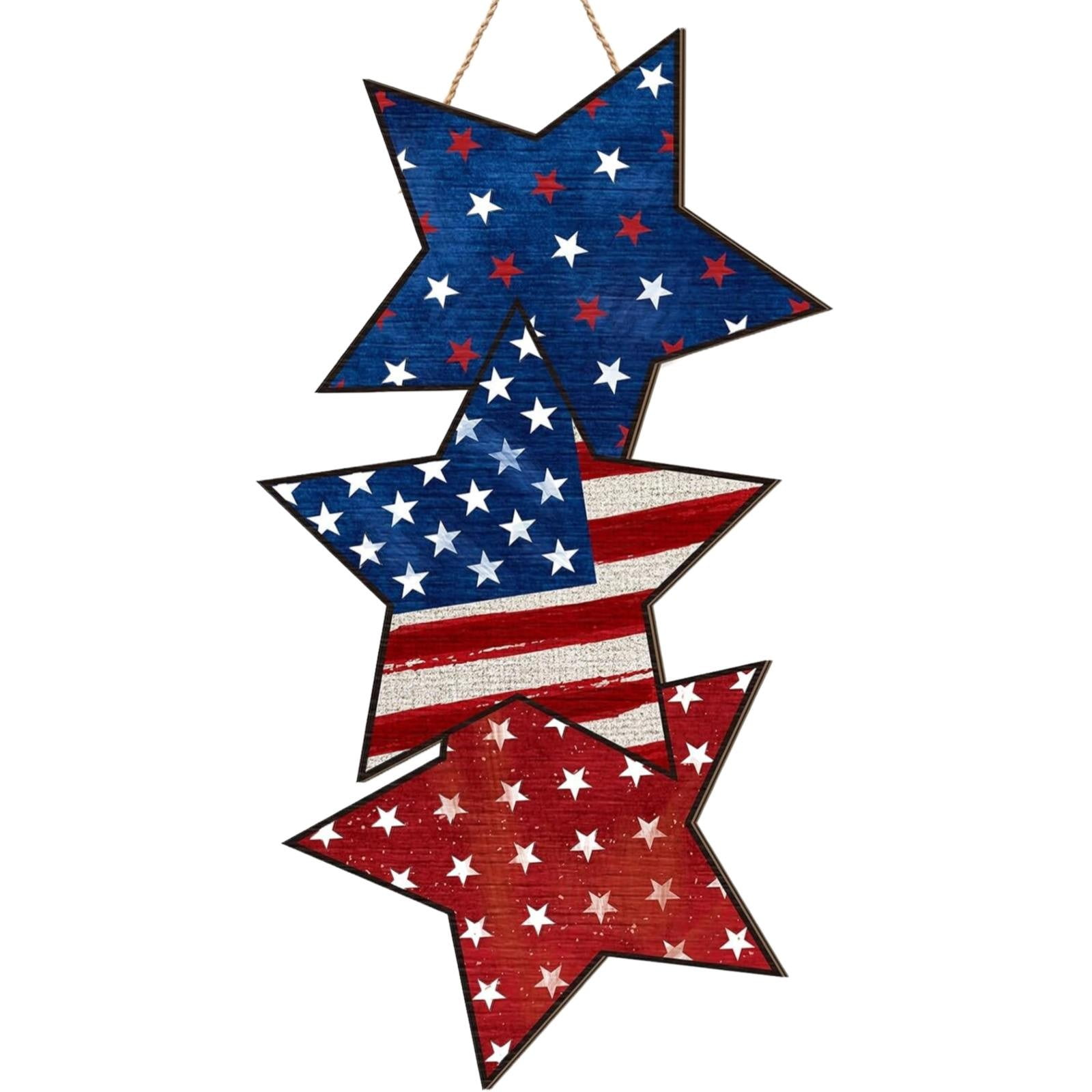 Stars and Heart Red White Blue American Flag Door Hanger Independence ...