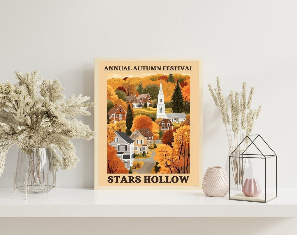 Stars Hollow Poster, Flat Illustration Print Inspired By Gilmore Girls ...