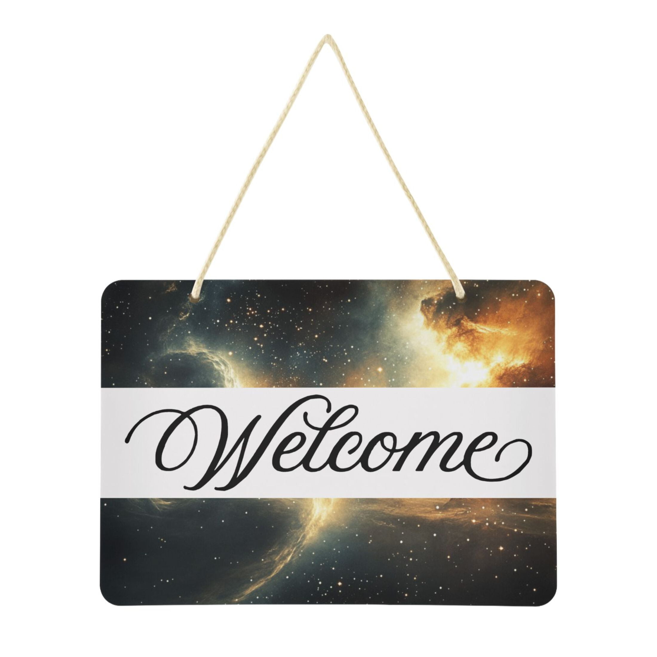 Stars Illuminated Gas Clouds Welcome Sign Front Door PVC 14x10 inch ...
