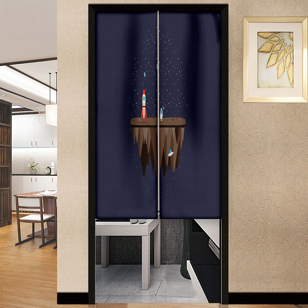 Stars Minimalist Background Door Curtain Kitchen Cover with Half Short ...