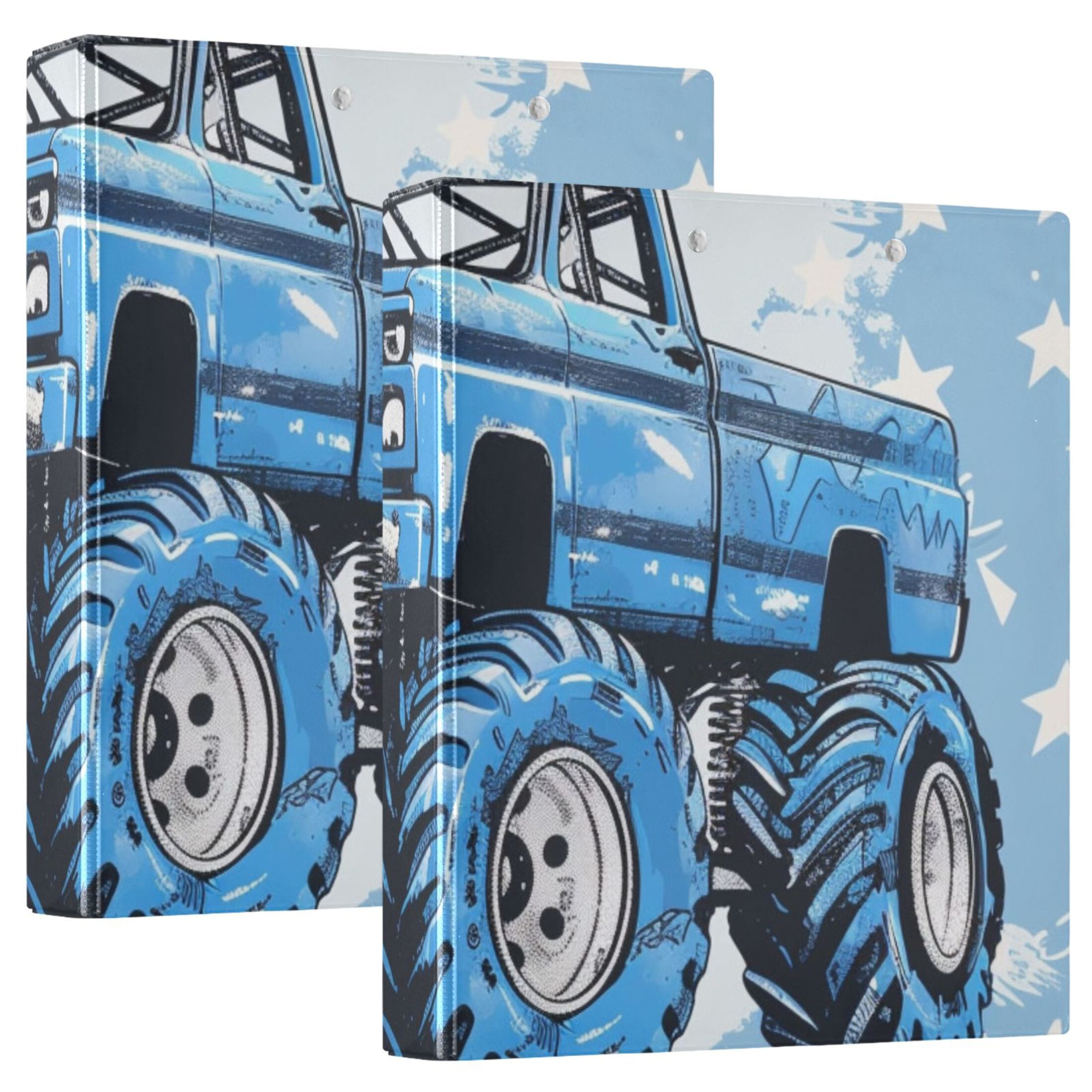 Stars Monster Truck 3 Ring Binders 1.5 inch Hardcover File Folders with ...