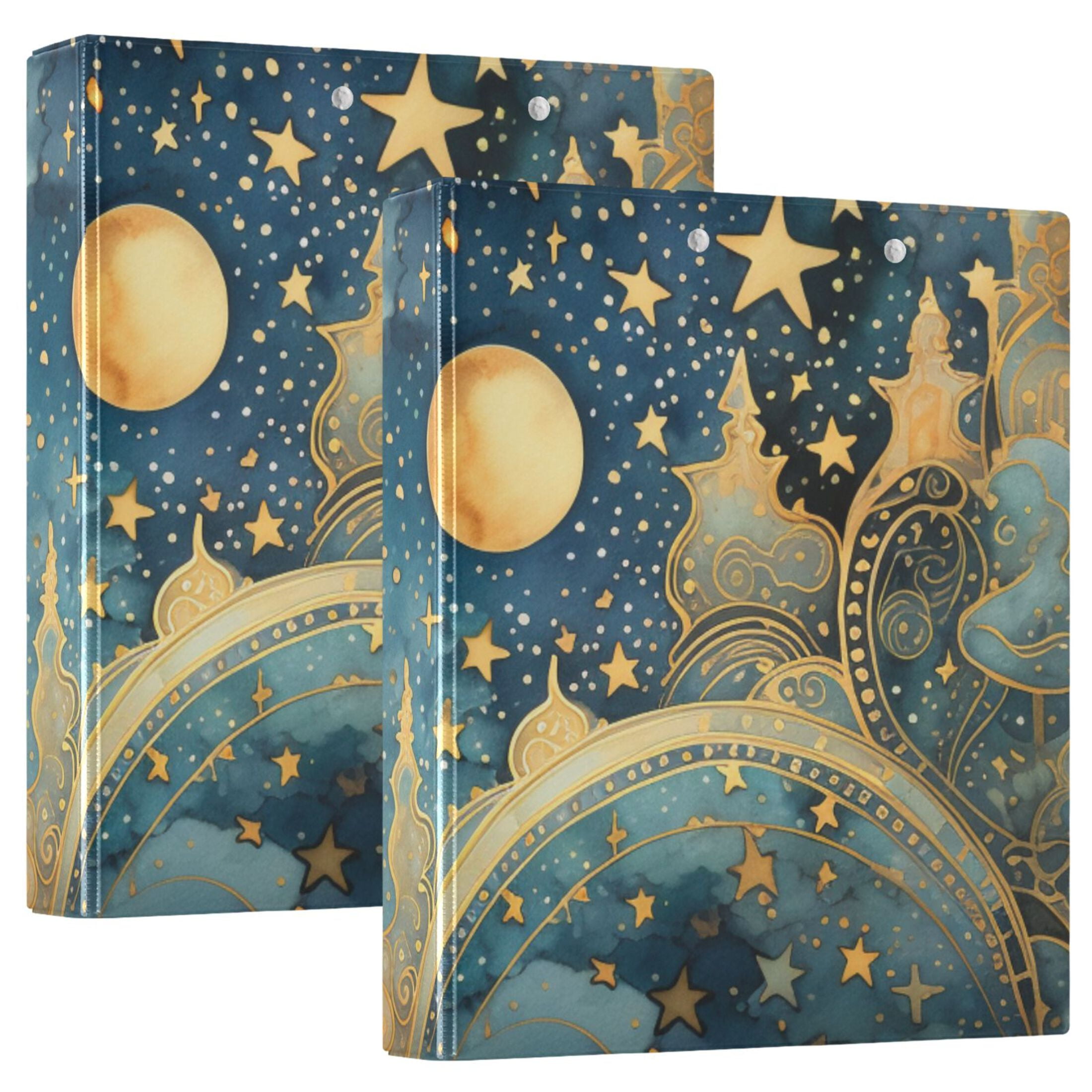 Stars and Moon in Starry Sky 3 Ring Binders 1.5 inch Hardcover File ...