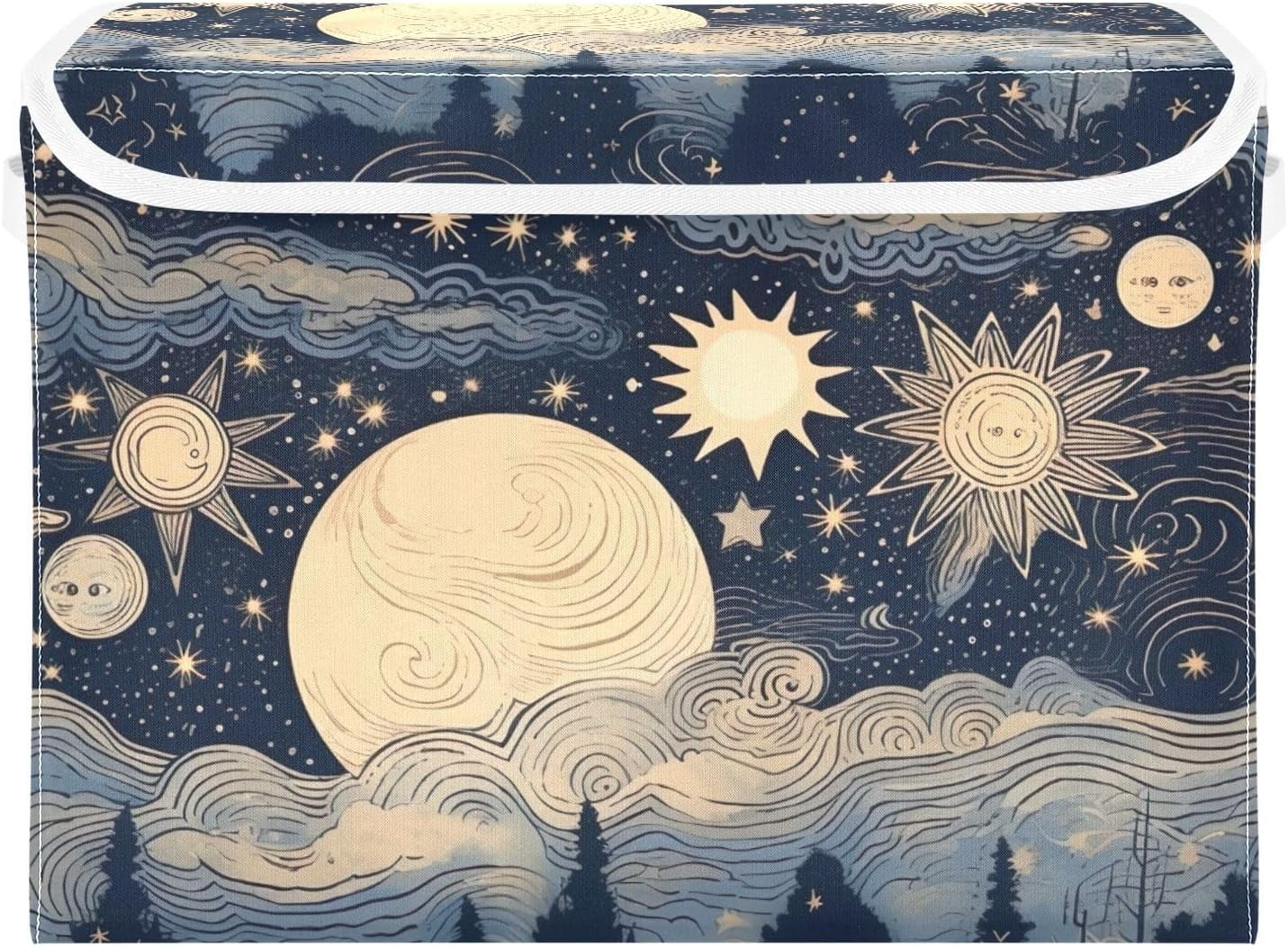 Stars and Moon Storage Bins with Lids and Carrying Handle, Foldable ...