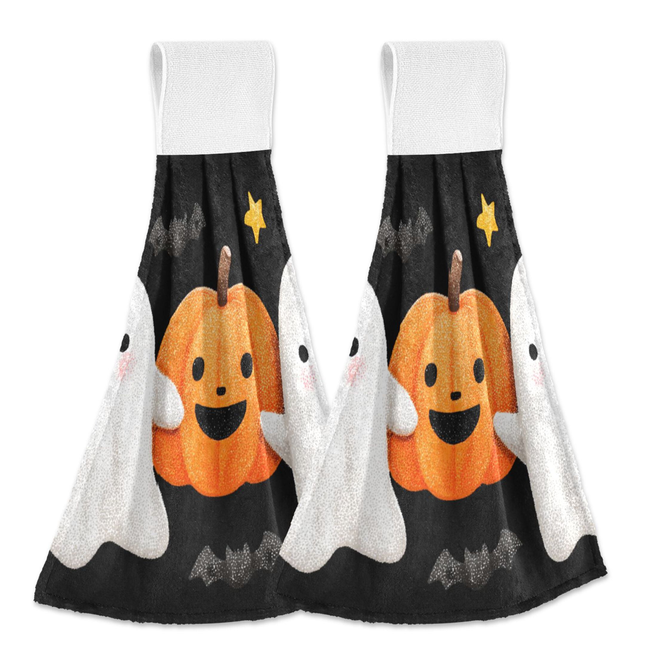 Stars Specter Pumpkin Bats Cute Halloween Hanging Towels with Loop Hand ...