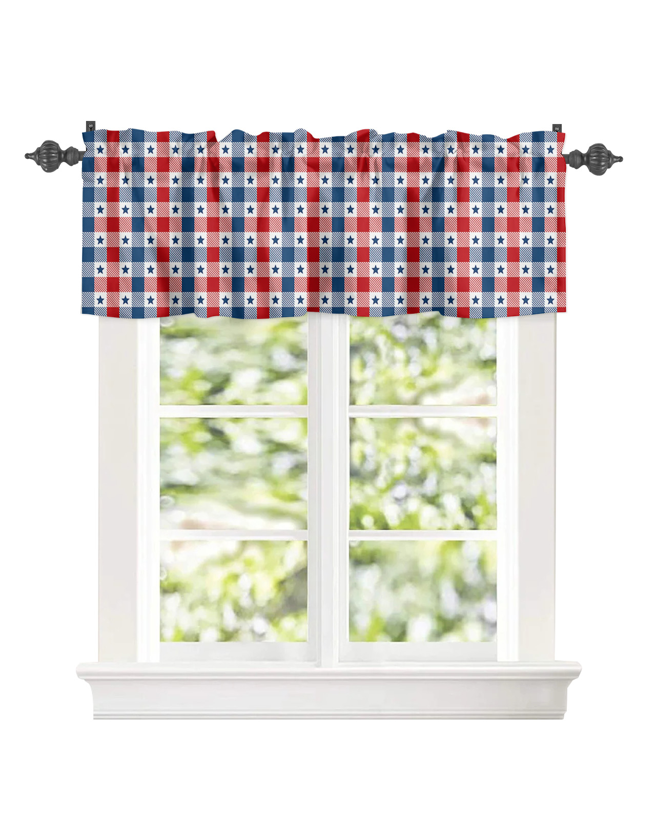 Stars and Stripe Independence Day Red Buffalo Checkered Window ...
