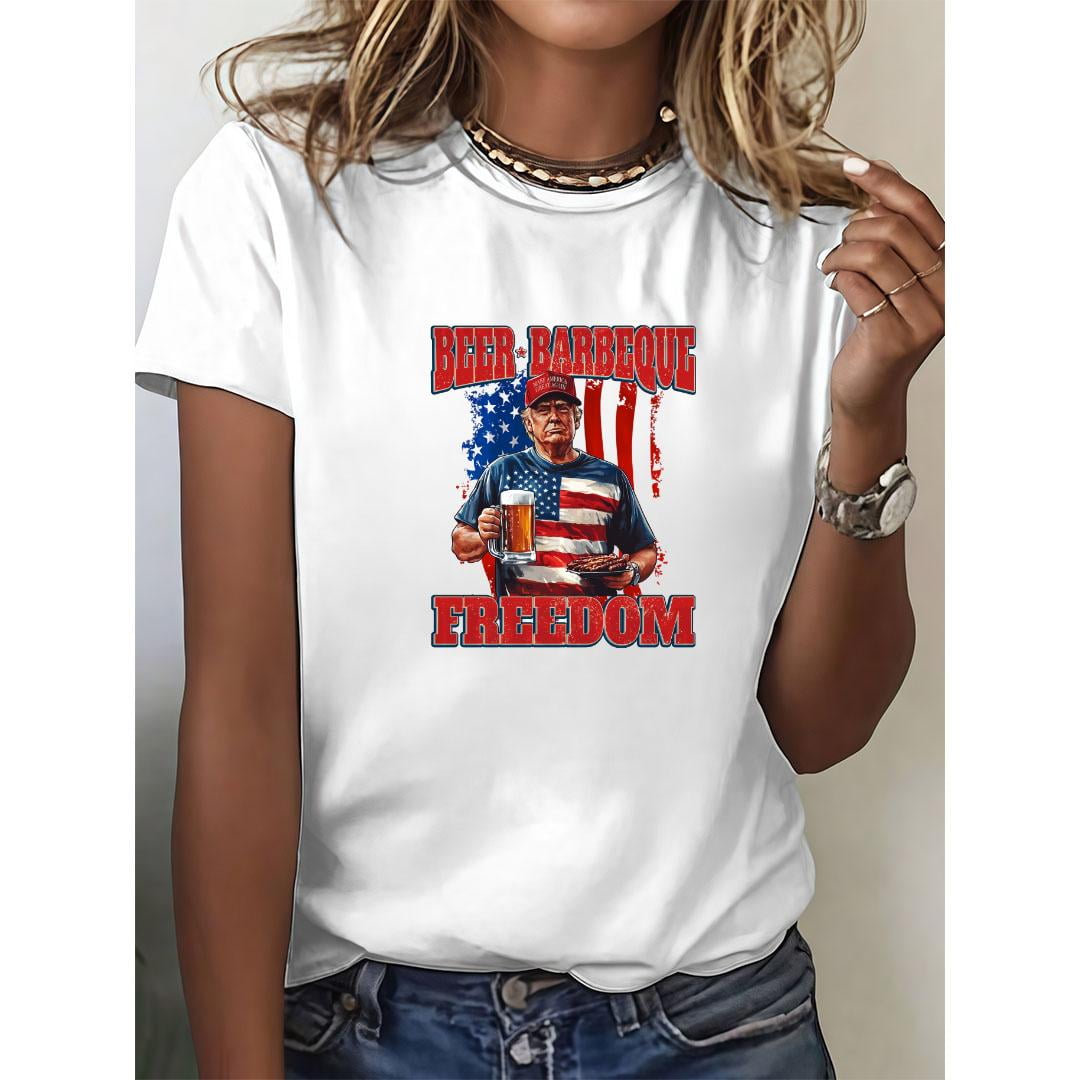 Stars & Stripes Casual Top - Subtle Red-White-Blue BBQ Theme on Soft Washed Cotton - Walmart.com