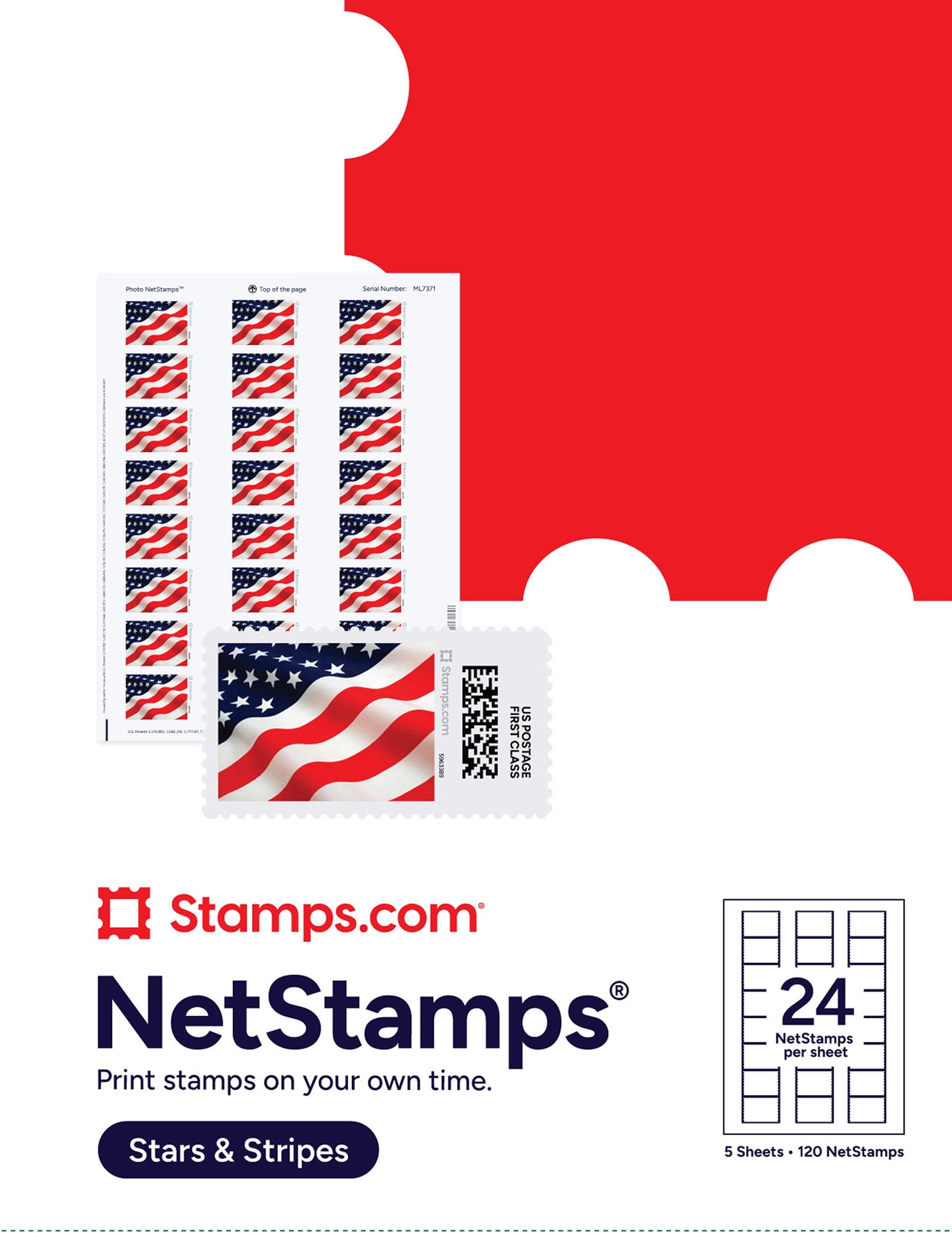 Stars & Stripes NetStamps 120 ct - Blank Postage Labels - NOT Forever ...