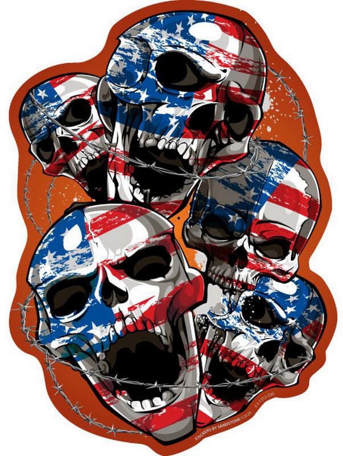 Stars & Stripes Patriotic Skulls - Postcard Sized Vinyl Sticker 5.75" x 4.25" - Walmart.com