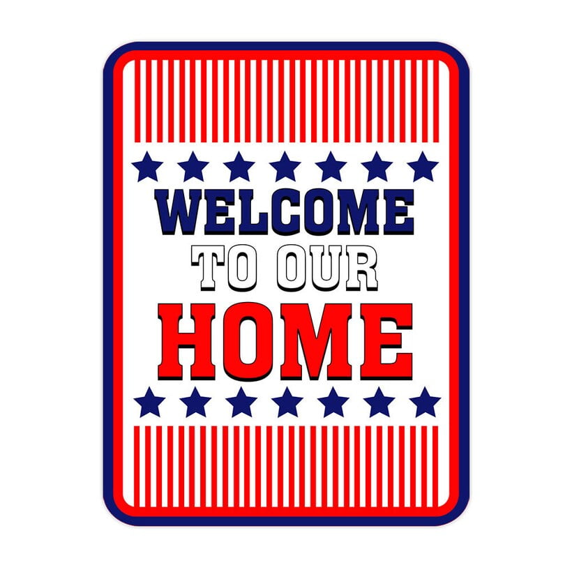 Stars, Stripes, and Proud: Welcome to Our Home Door or Wall Sign ...