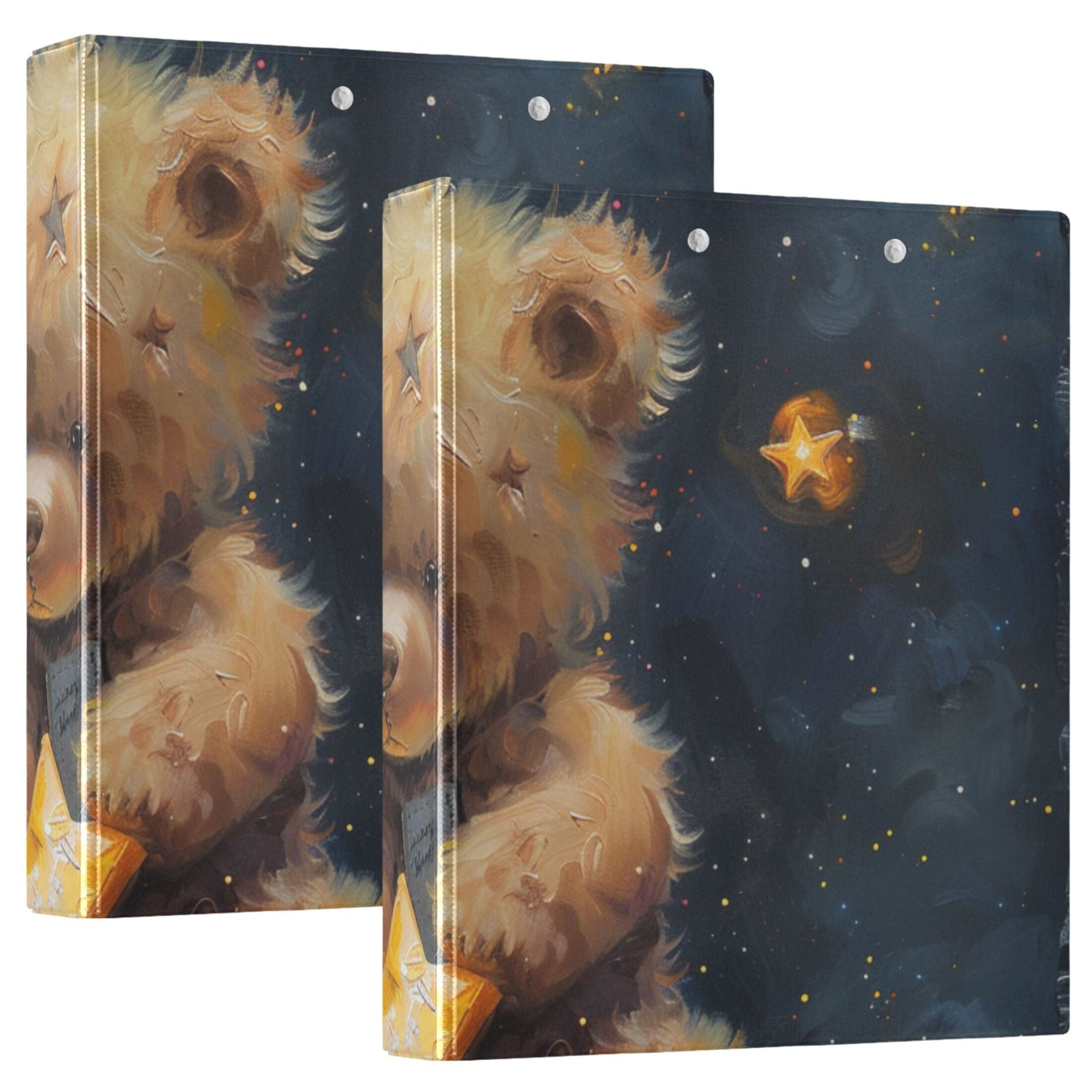 Stars Teddy Bear 3 Ring Binders 1.5 inch Hardcover File Folders with ...