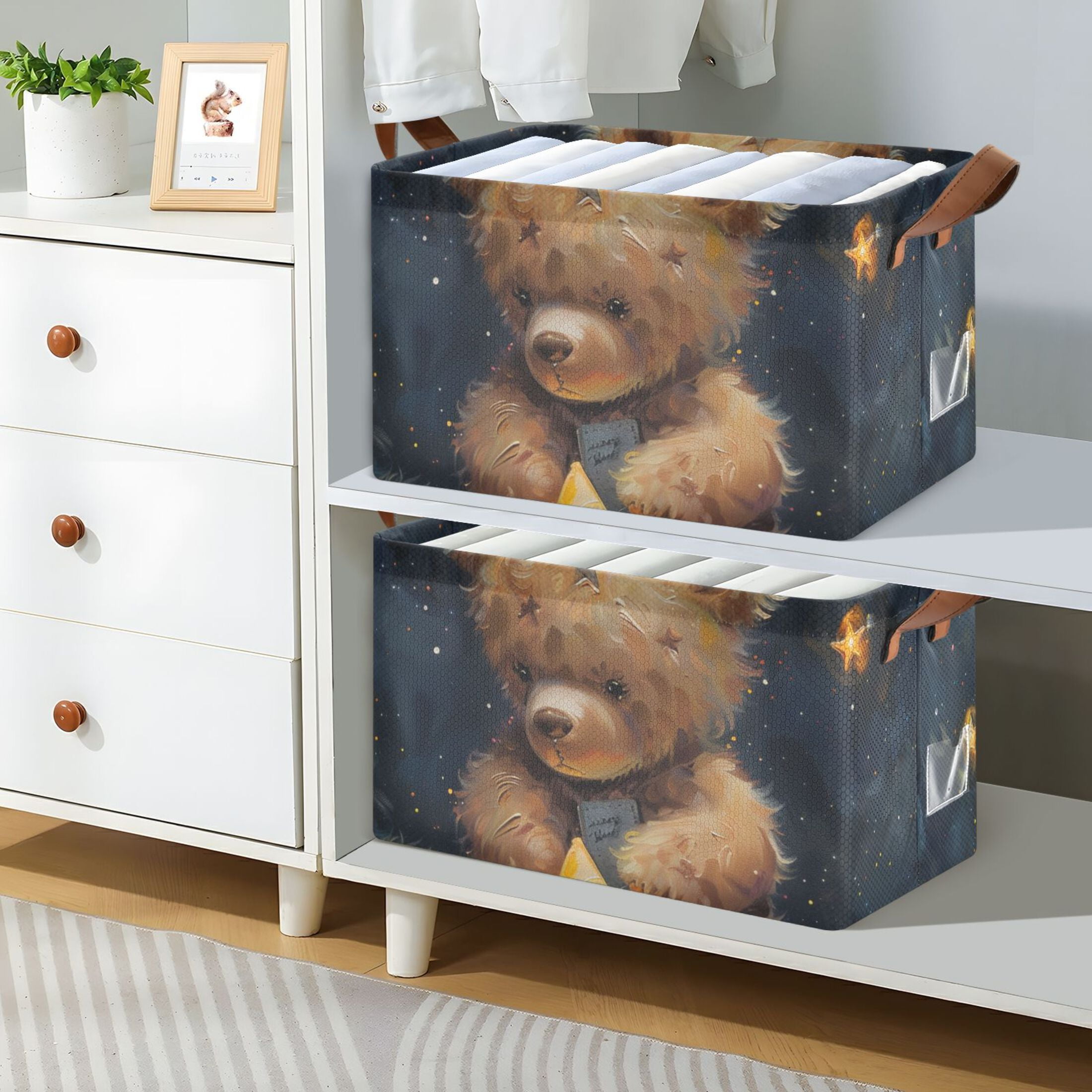 Stars Teddy Bear Foldable Storage Large Fabric Storage Baskets ...